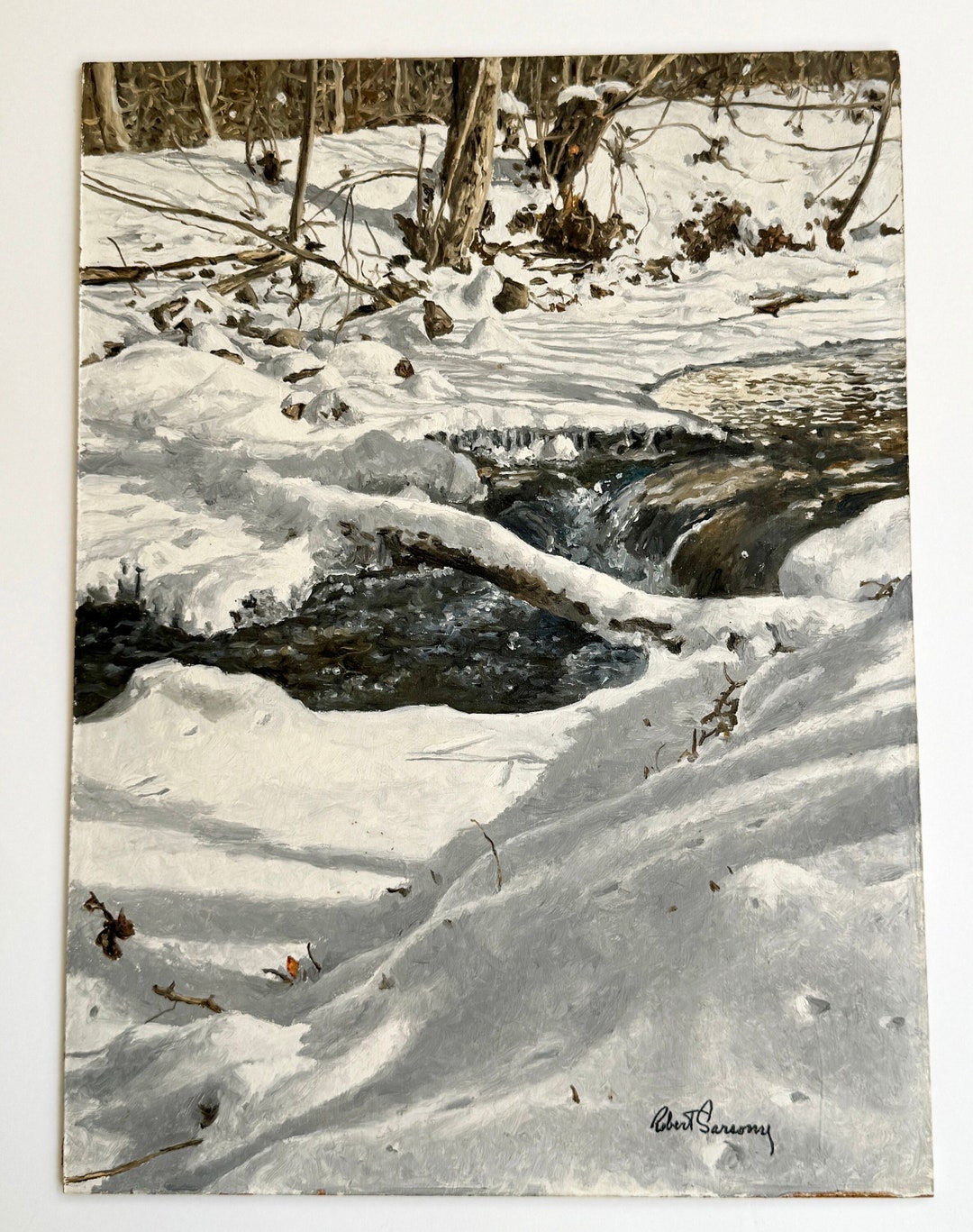 Robert Sarsony Oil Painting 1974 Original Signed Landscape Oil on Gesso ...