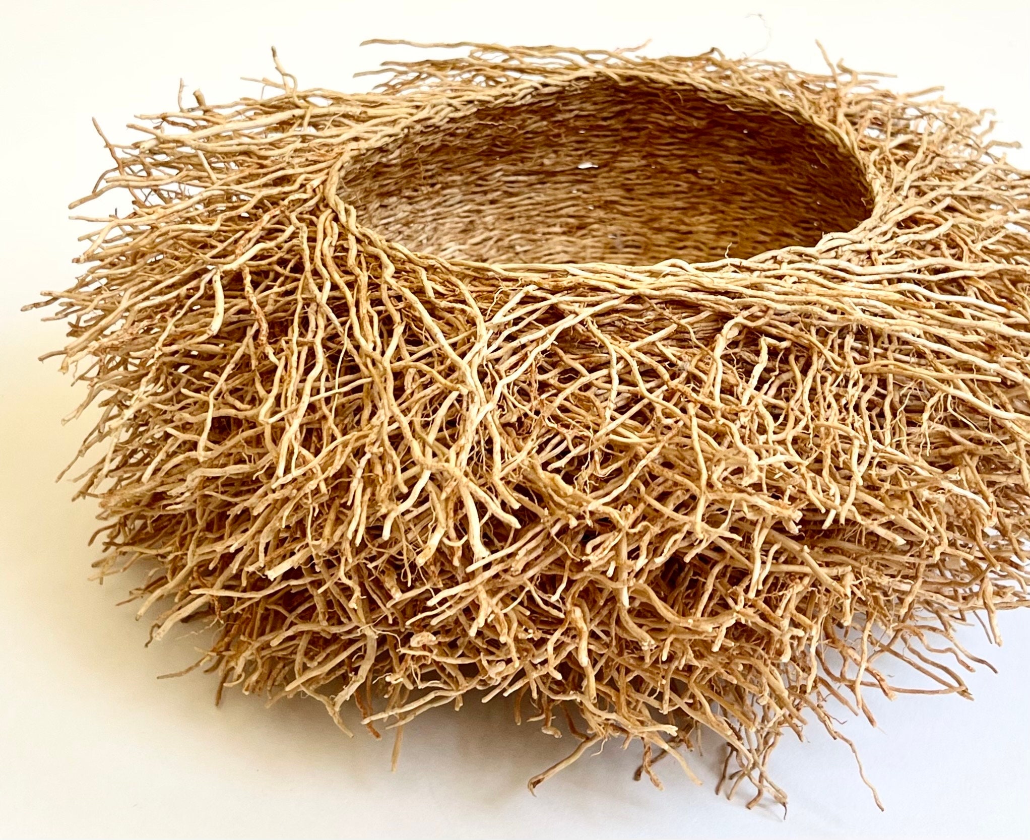 Vetiver Birds Nest Basket Vintage Handwoven 10.5 Diameter Round Circle ...