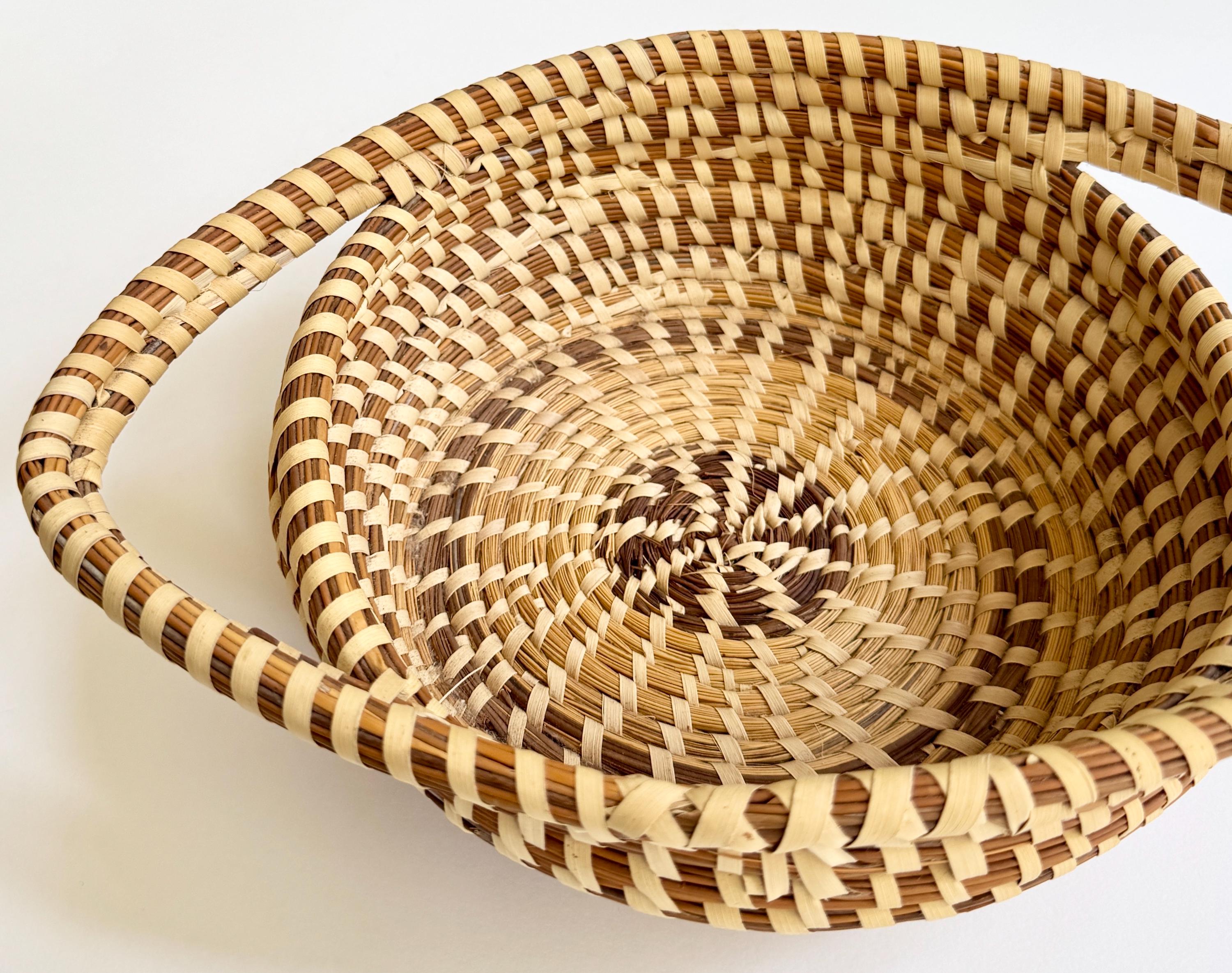 Vintage Charleston Sweetgrass Basket Two Handles Handmade Handwoven ...