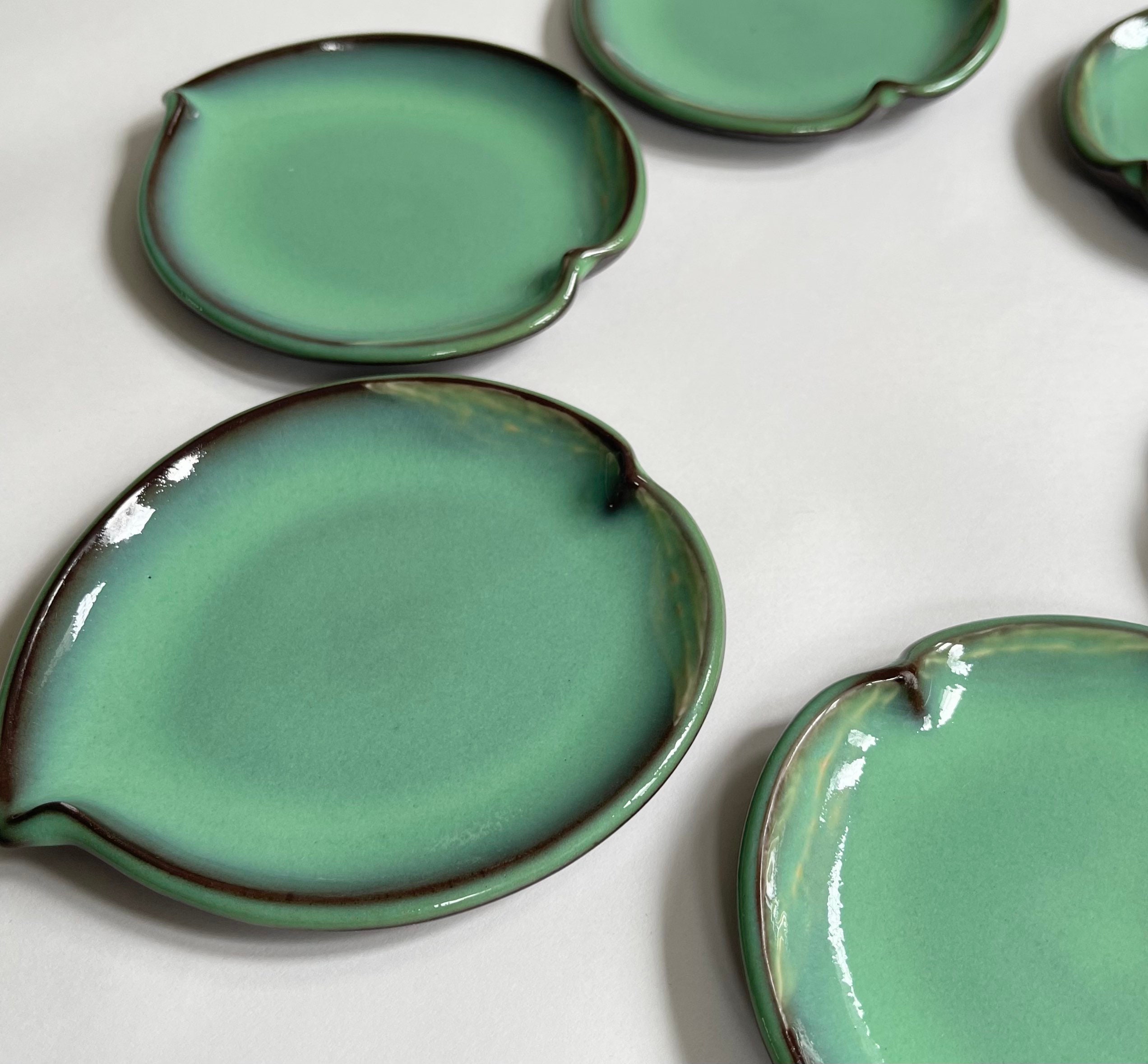 Ceramic Pottery Appetizer Plates Hors d'Oeuvres Cocktail Party Set of 6 ...