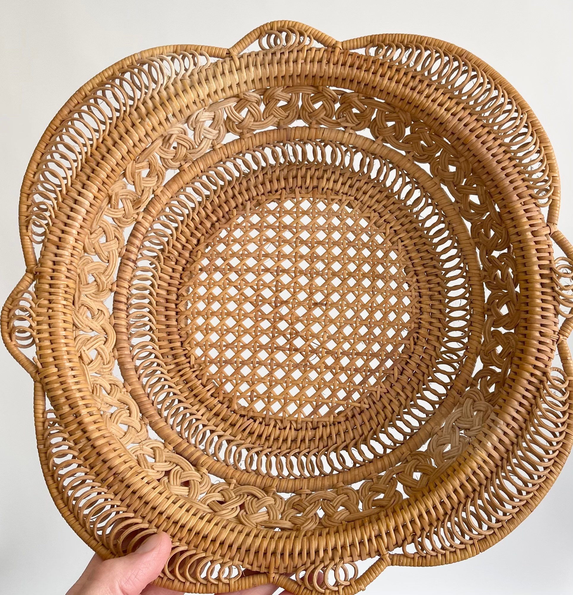 Boho 70s Basket Bowl Boho Vintage Handwoven Baskets Bread Basket ...