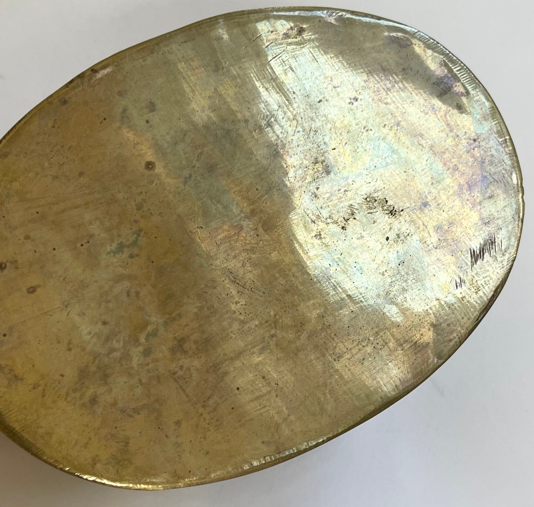 Hinged Solid Brass Box Vintage 70s Etched Designs Aged Patina Trinket ...