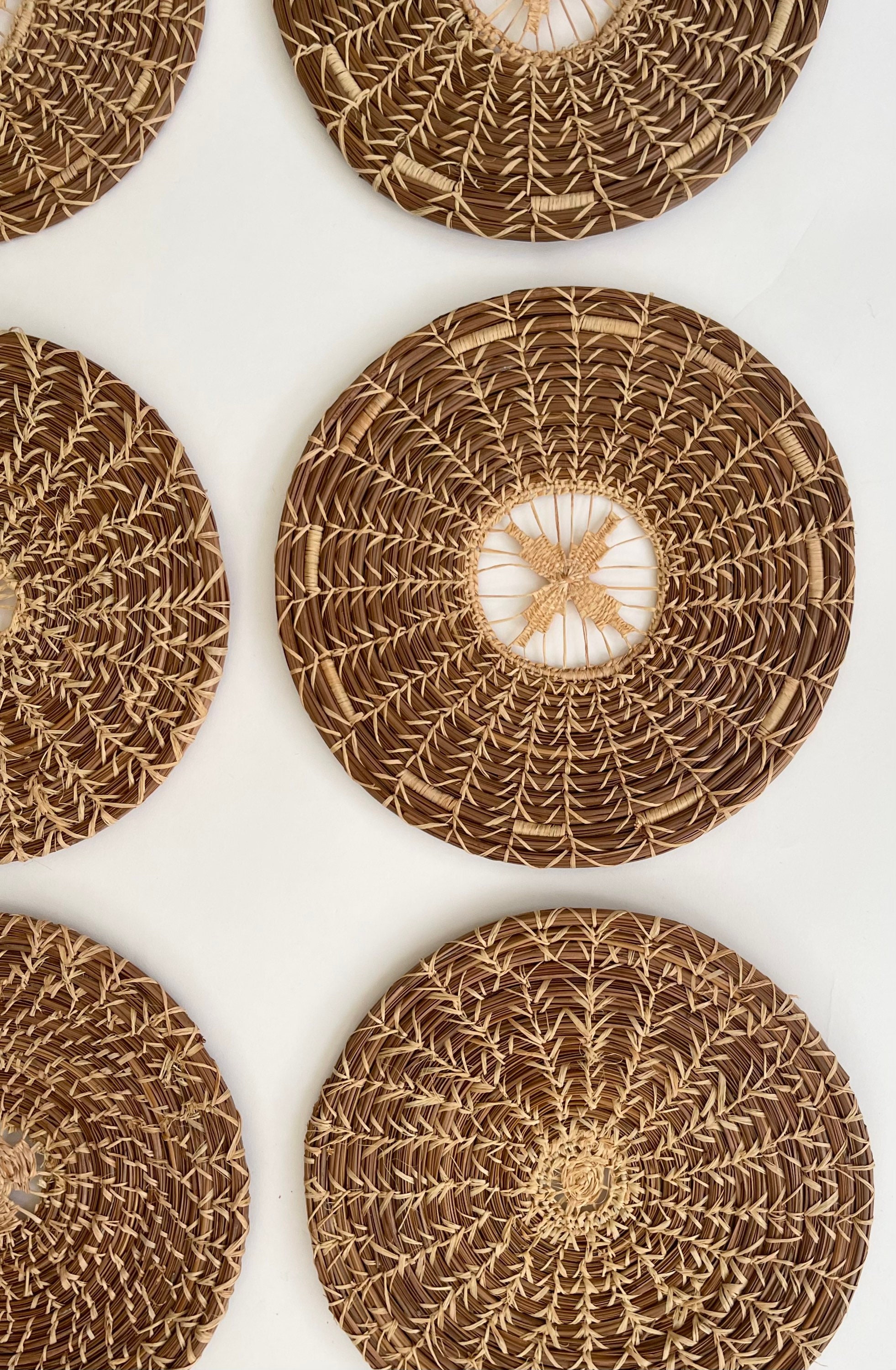 Vintage Pine Needle Trivet Mat Hot Pad Lot of 6 Hand Woven Tenerife ...