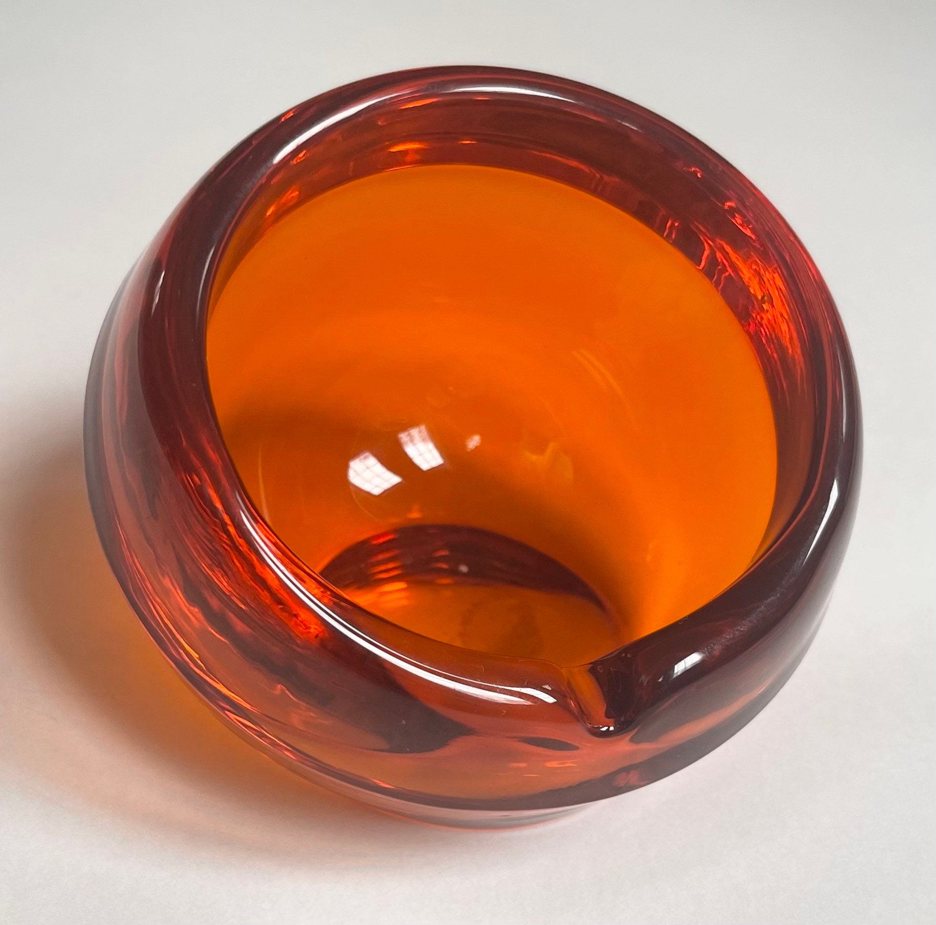 Viking Orange Orbital Glass Ashtray Minimalist Sleek Vintage Mid ...
