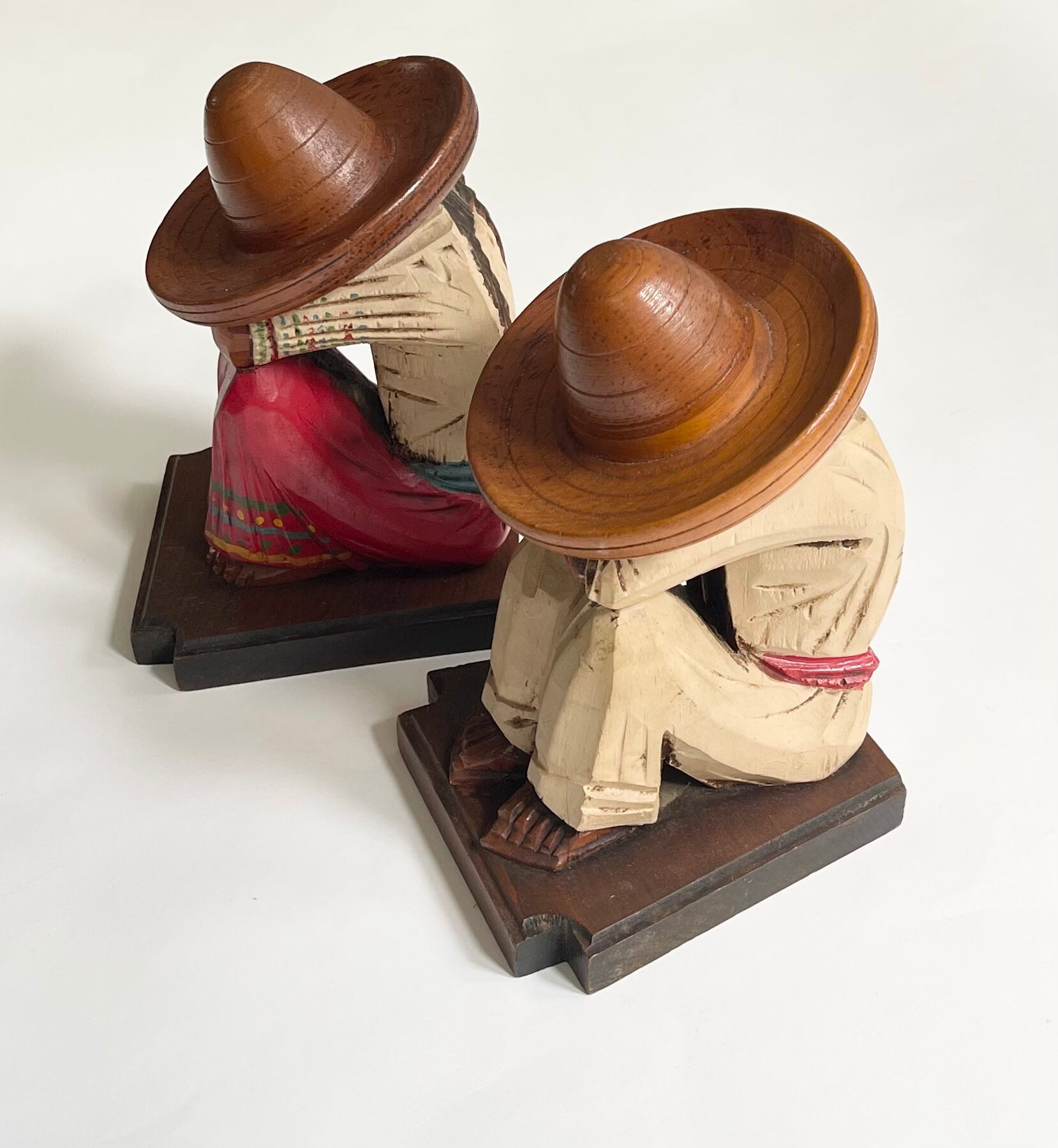 Mexican Wooden Bookends Pair Mexico Wood Book Ends Mid Century Souvenir ...