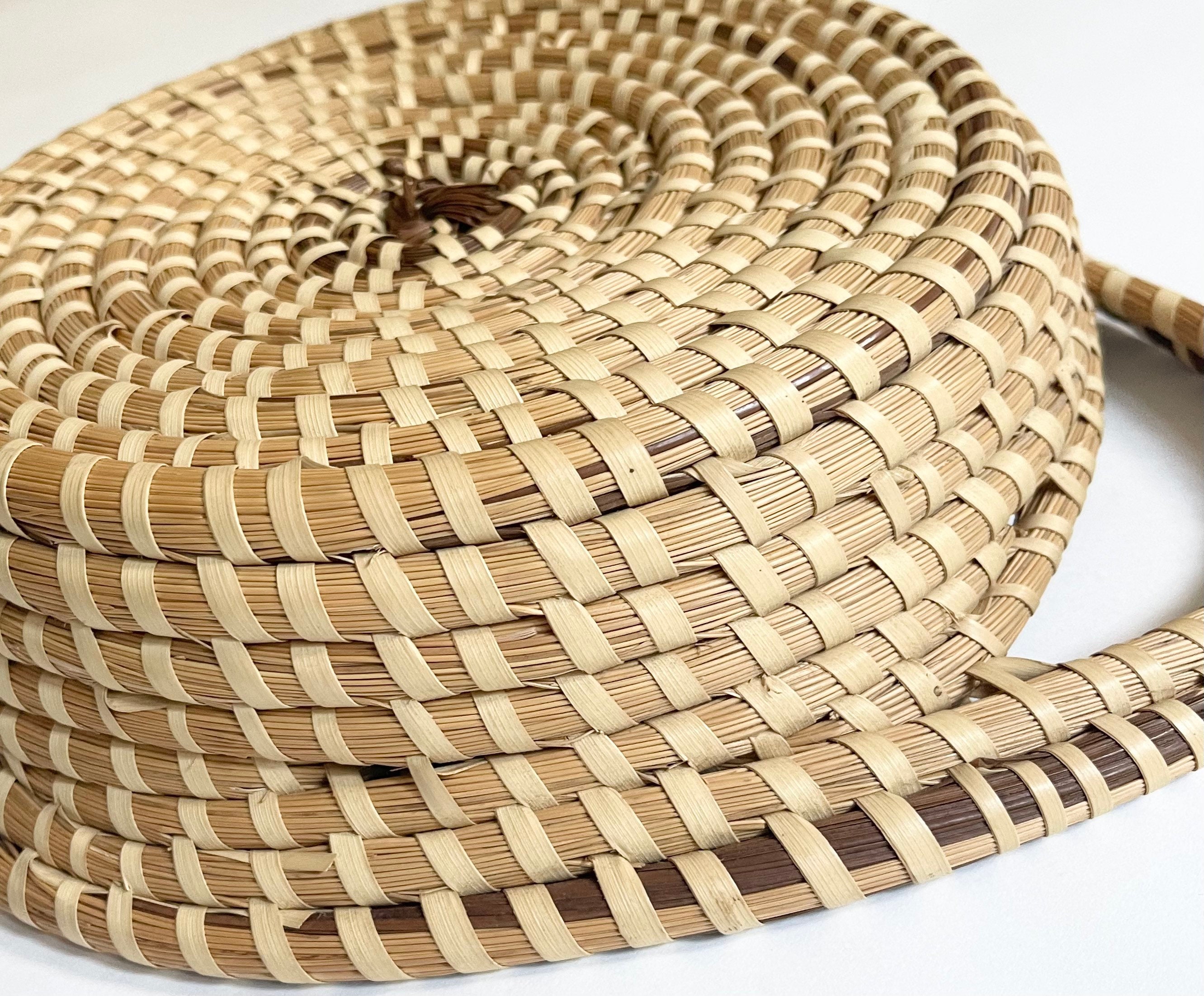 Charleston Sweetgrass Basket Drink Glass Holder Serving Tray Handmade ...