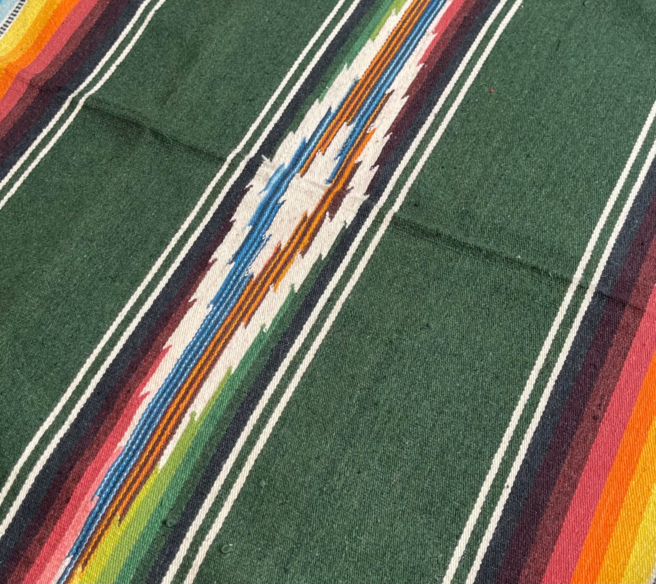 60s Mexican Serape Blanket Handwoven Wool Cotton Textile Striped ...