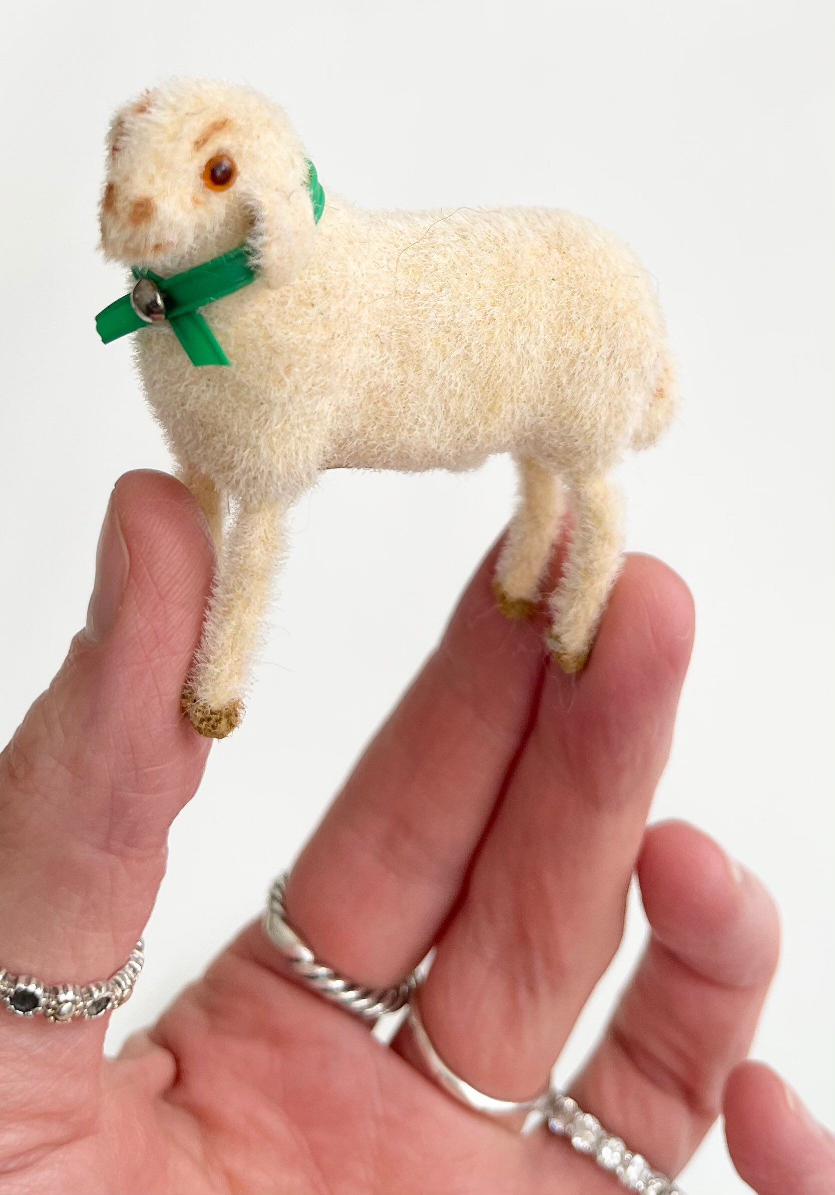 Kunstlerschutz Flocked Sheep Lamb Figurines Set of 2 Vintage ...