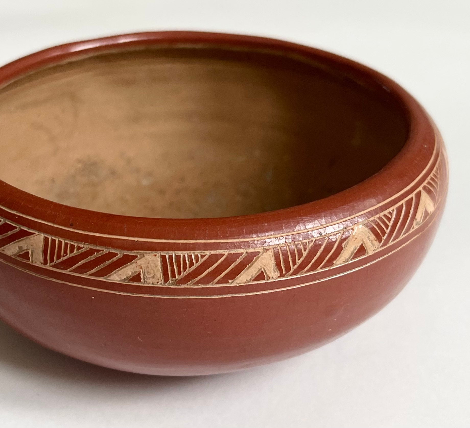 Signed Nicoya Redware Pottery Bowl Pot San Vincente Costa Rica Vintage ...