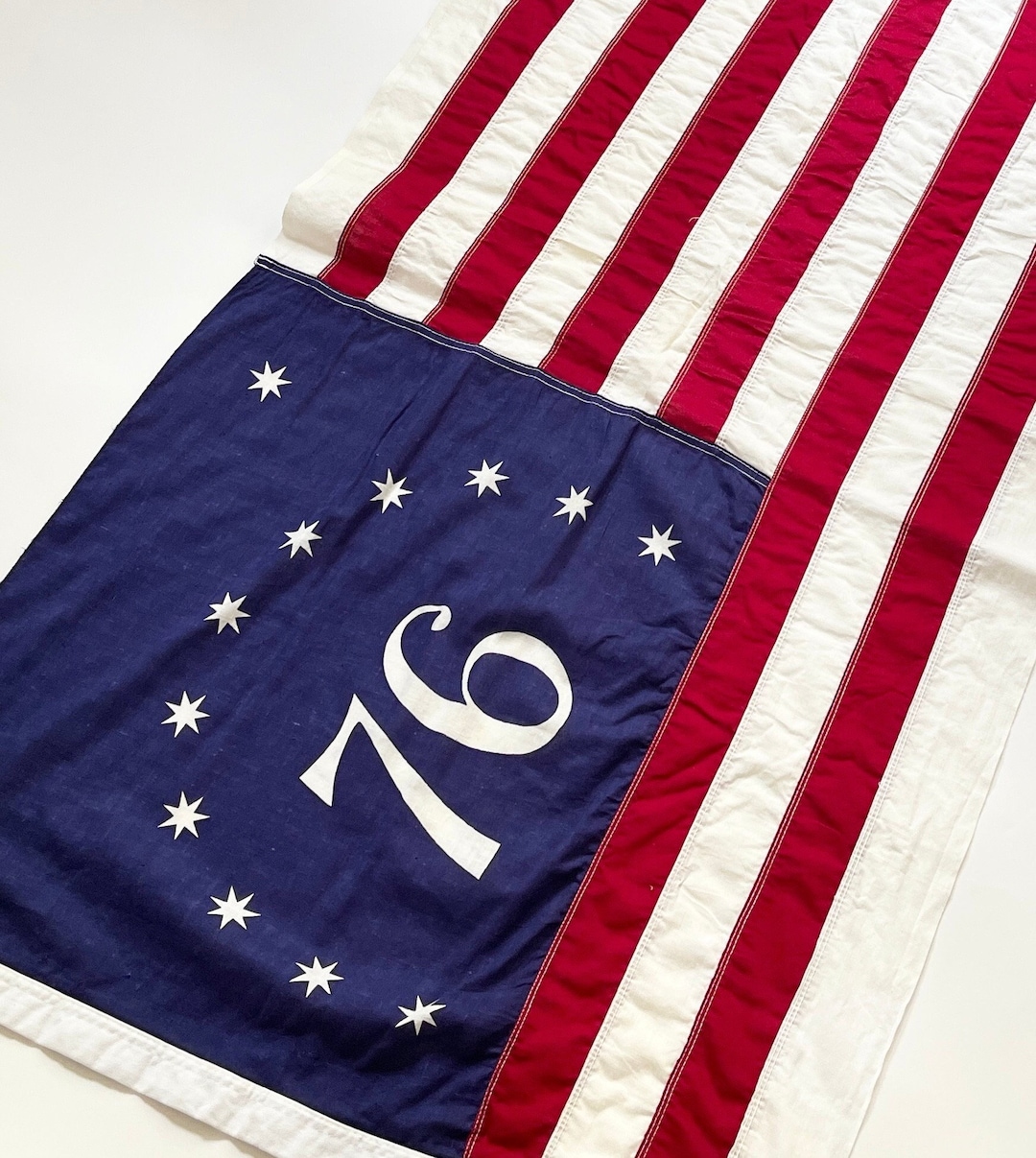1976 Bicentennial American Flag 100% Cotton Vintage 70s Red White Blue ...