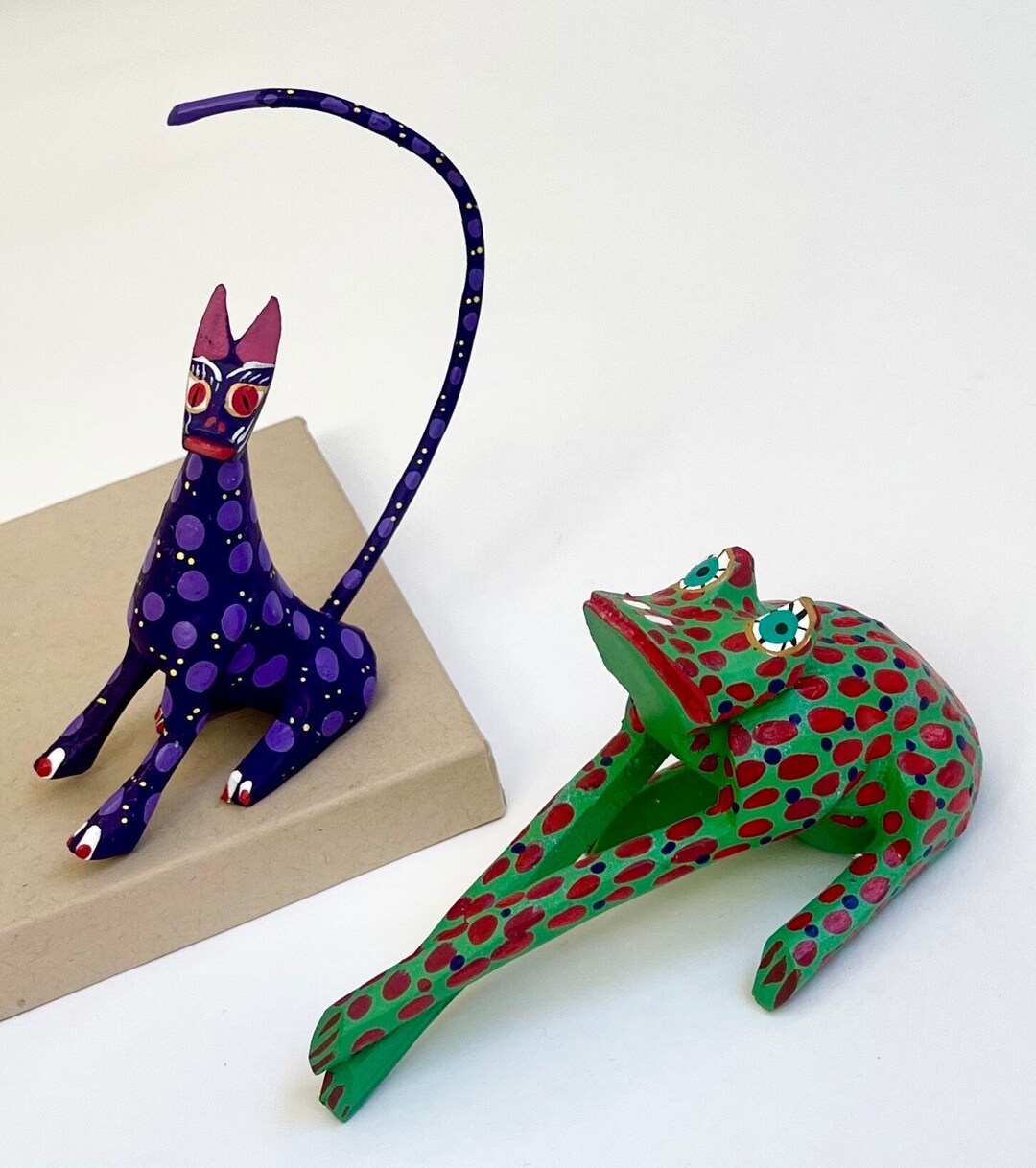 Small Alebrije Wood Carvings Vintage Mexican Folk Art Animal Frog Cat ...
