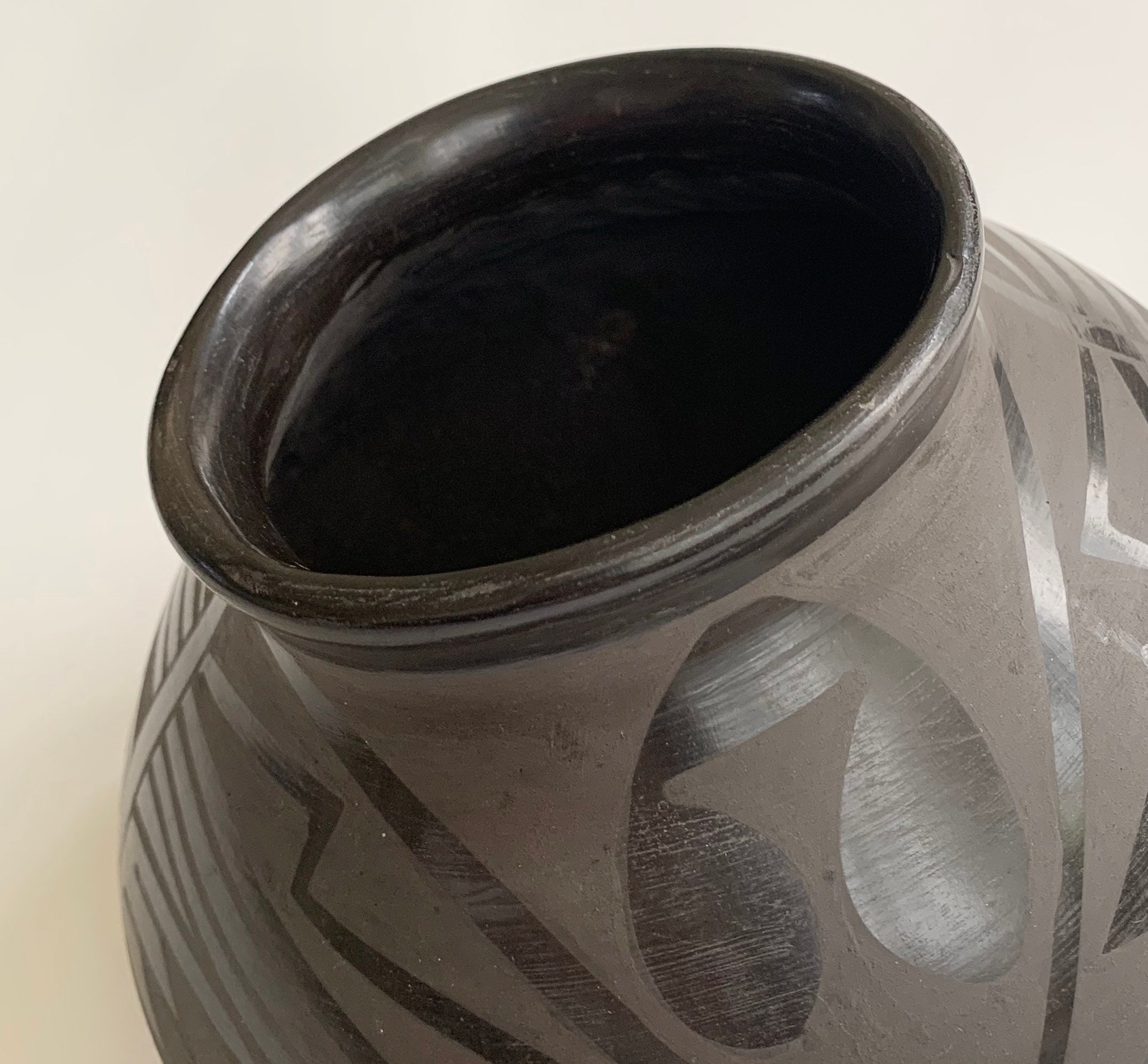 Mata Ortiz Pottery Jar Pot Bowl Matted Black Artist Vintage Handcrafted ...