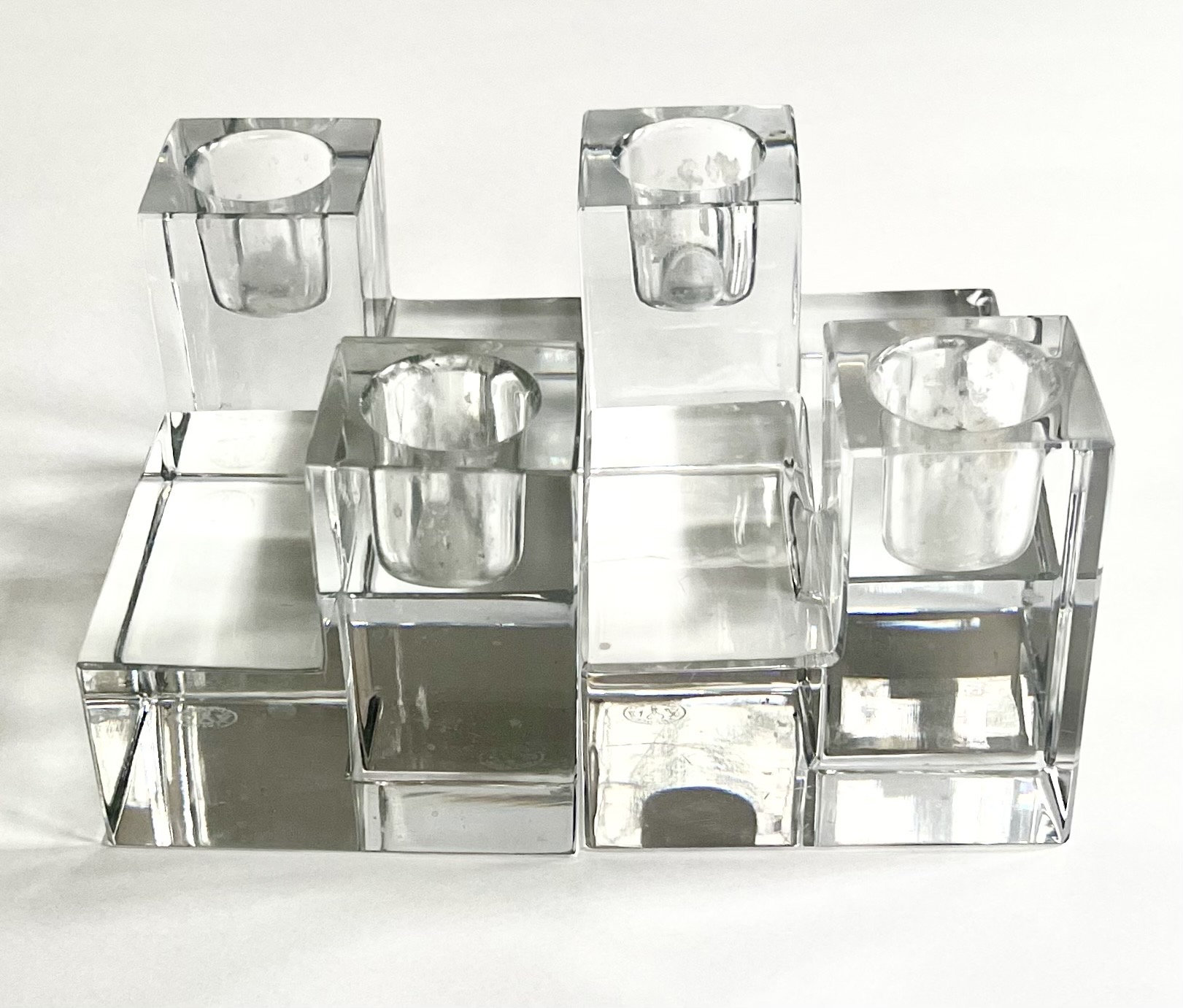 Baccarat Cubist Cube Candlestick Holder Set of 4 Taper Candle Holders ...