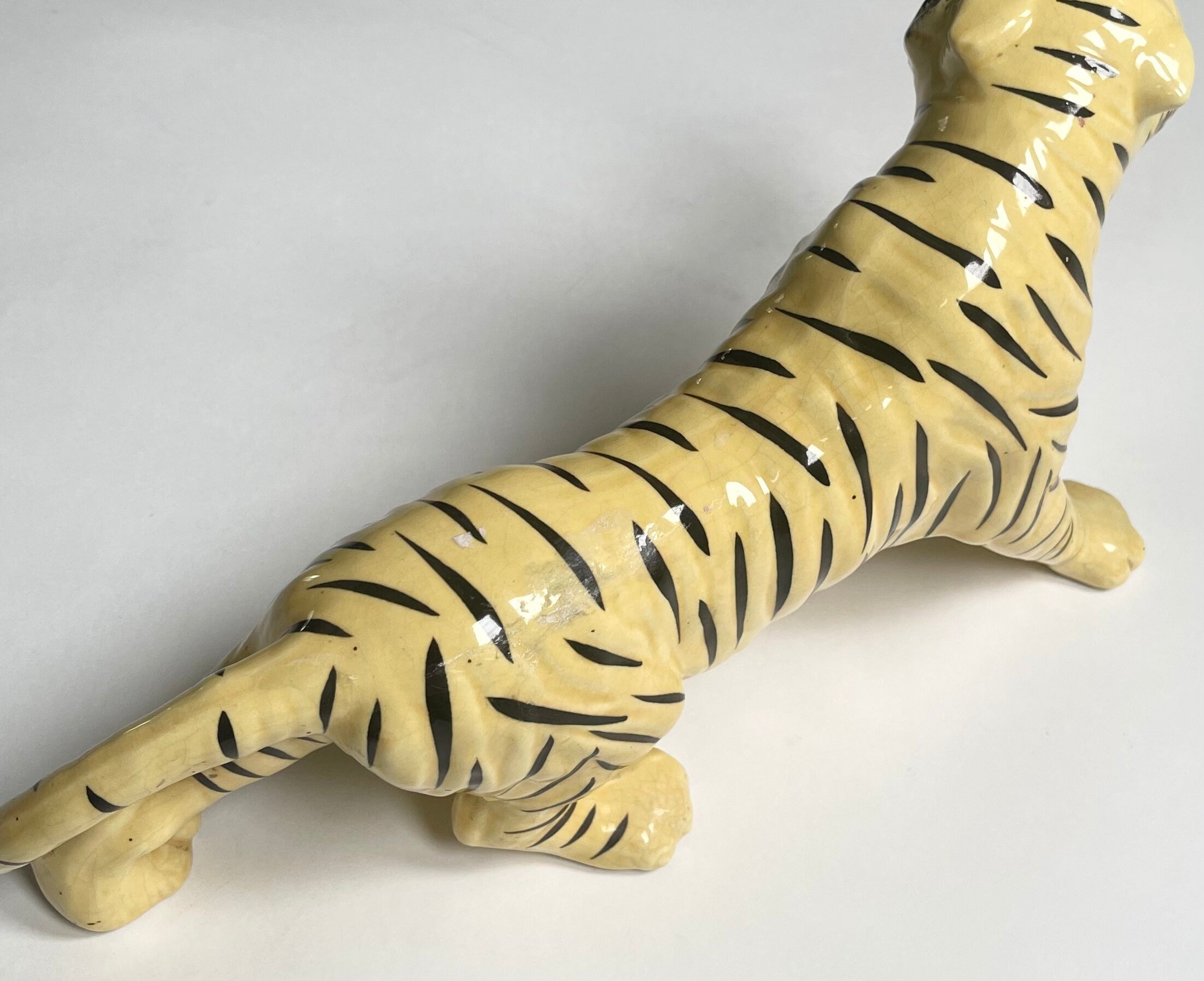 Mid Century Tiger Panther Figurine Large 11 Length Vintage MCM Ceramic ...