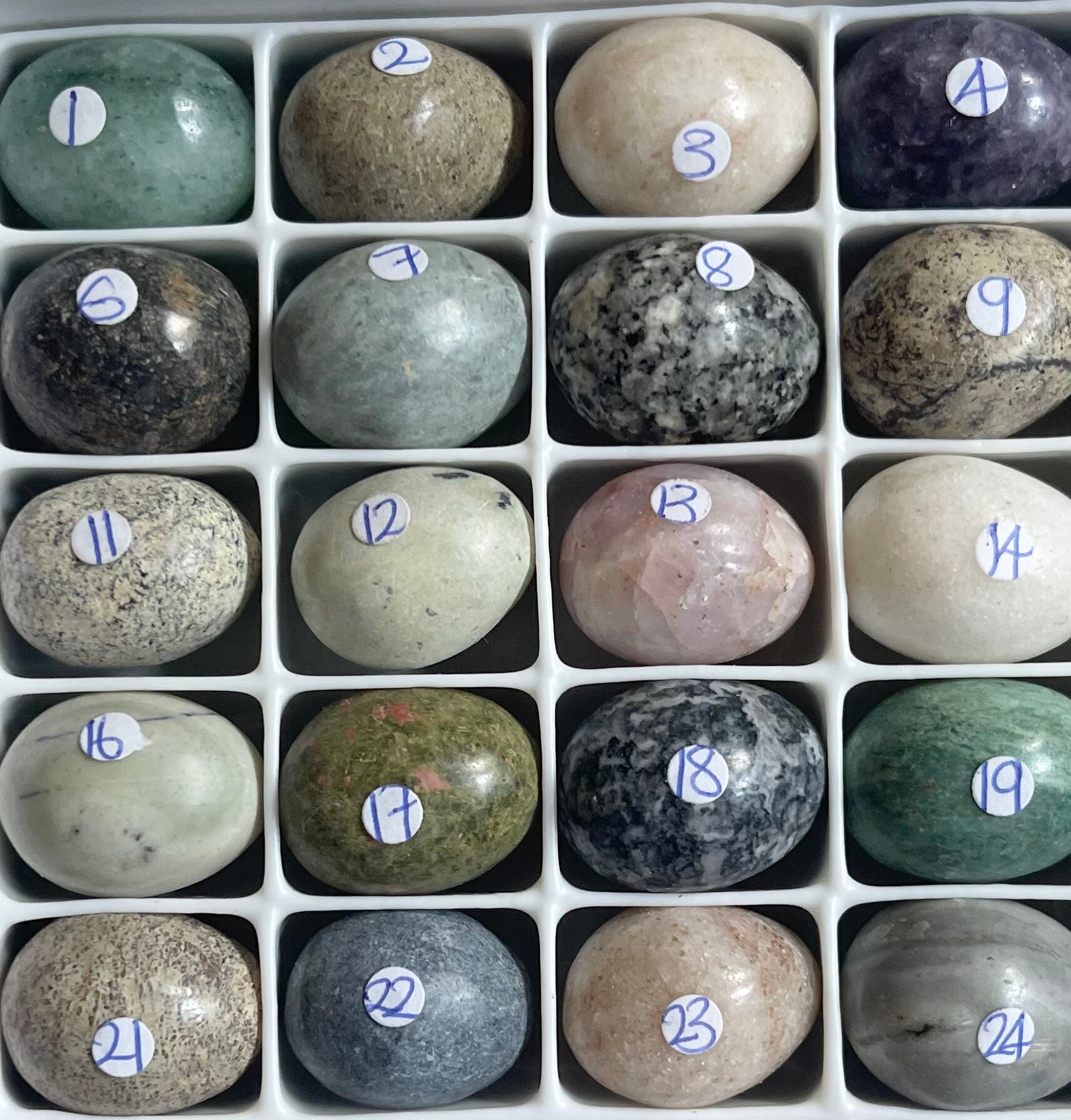 Vintage Rock Crystal Set Collection of Egg Shaped Gems Rocks Minerals ...