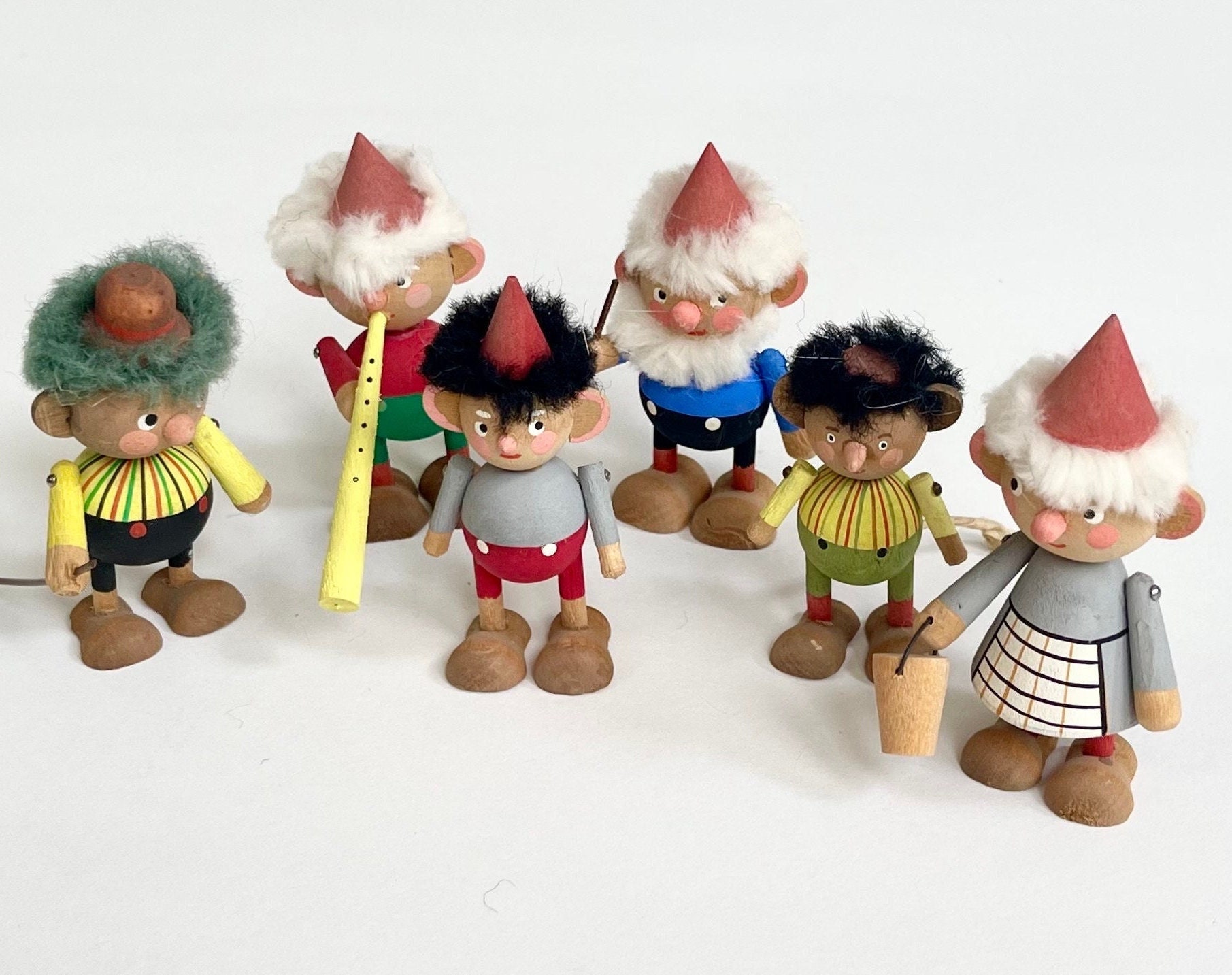 Swedish Wooden Elf Gnome Figurine Lot of 6 Vintage Scandinavian Sweden ...