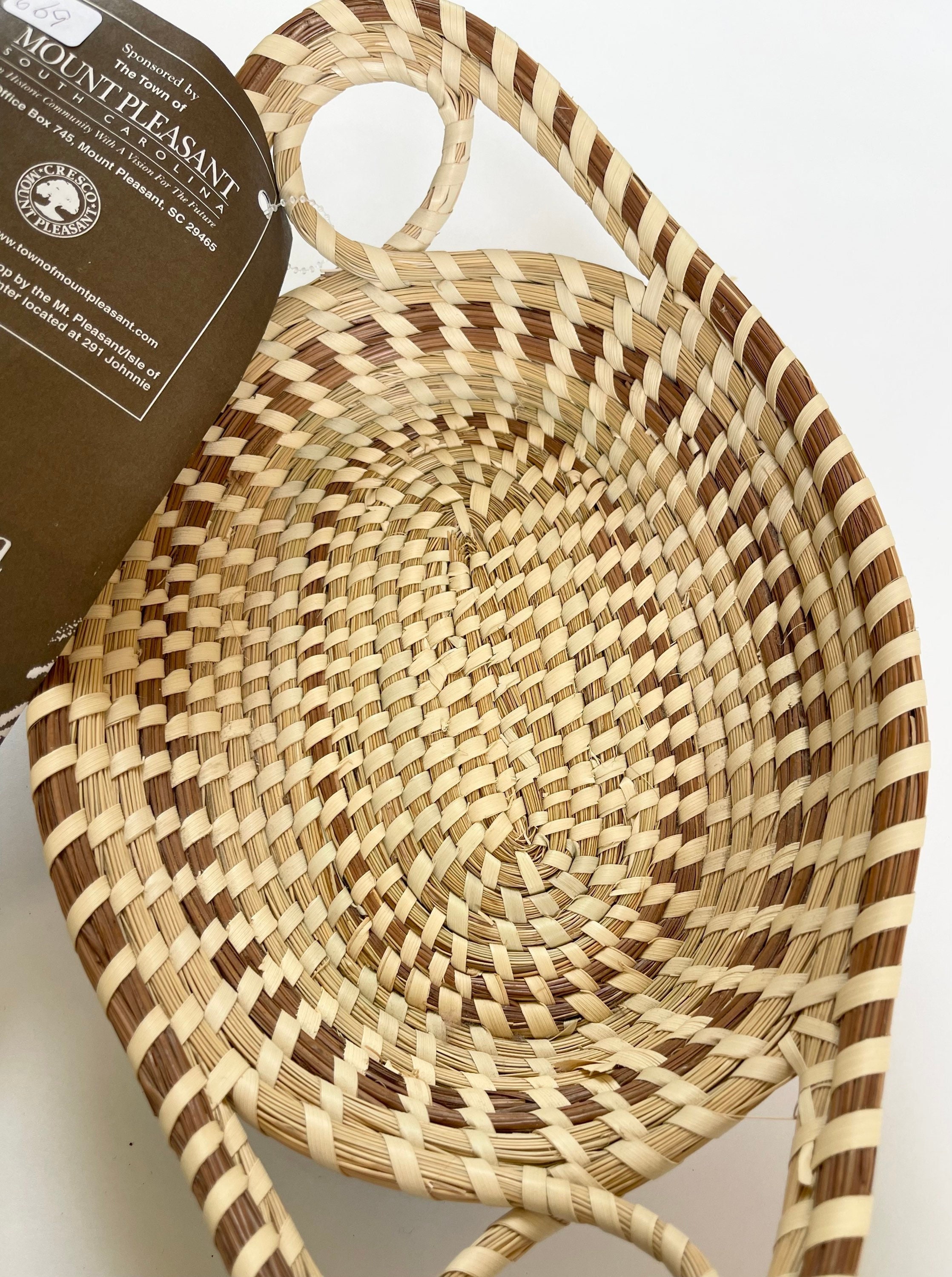 Signed Charleston Sweetgrass Basket Signed Handmade Vintage Handwoven ...