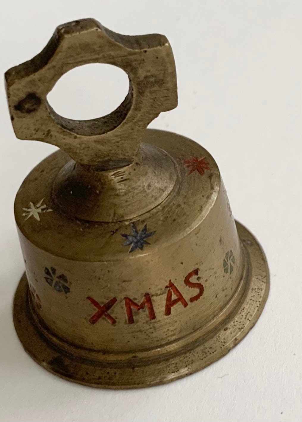 Vintage Brass Christmas Bell Etched Merry XMAS Aged Old Patina ...