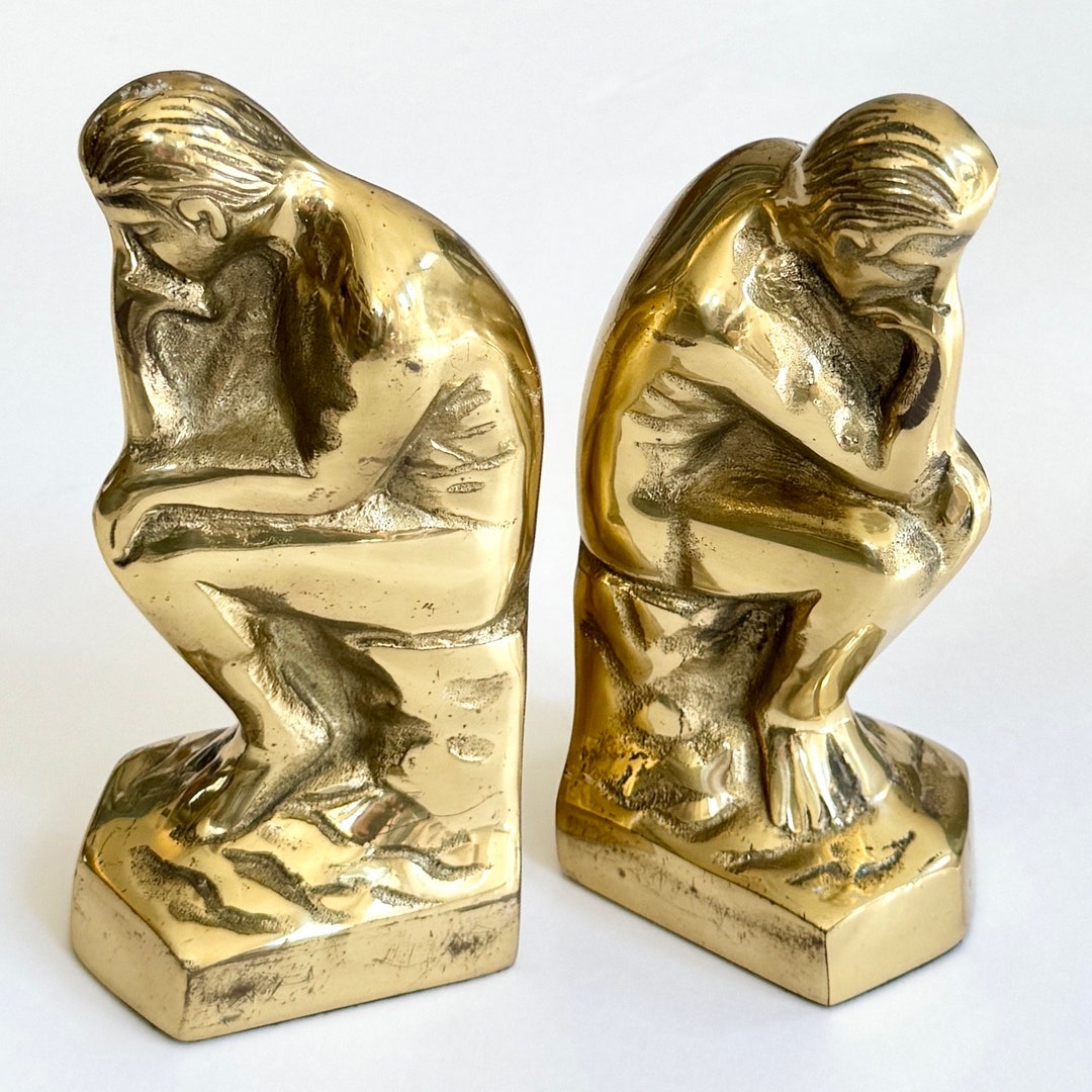 MCM the Thinker Bookends Vintage Office Library Decor Set Pair Lot of ...