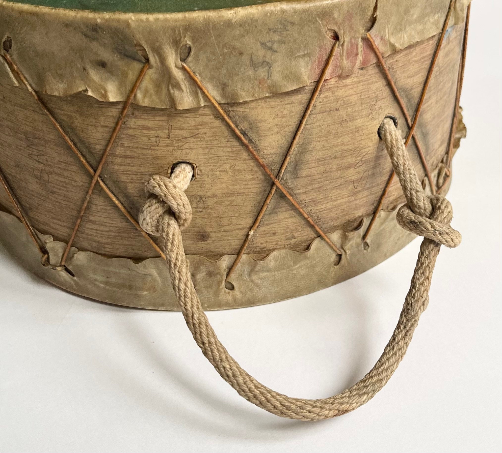 Antique Trading Post Drum Vintage Fred Harvey Era Hand Painted Native ...