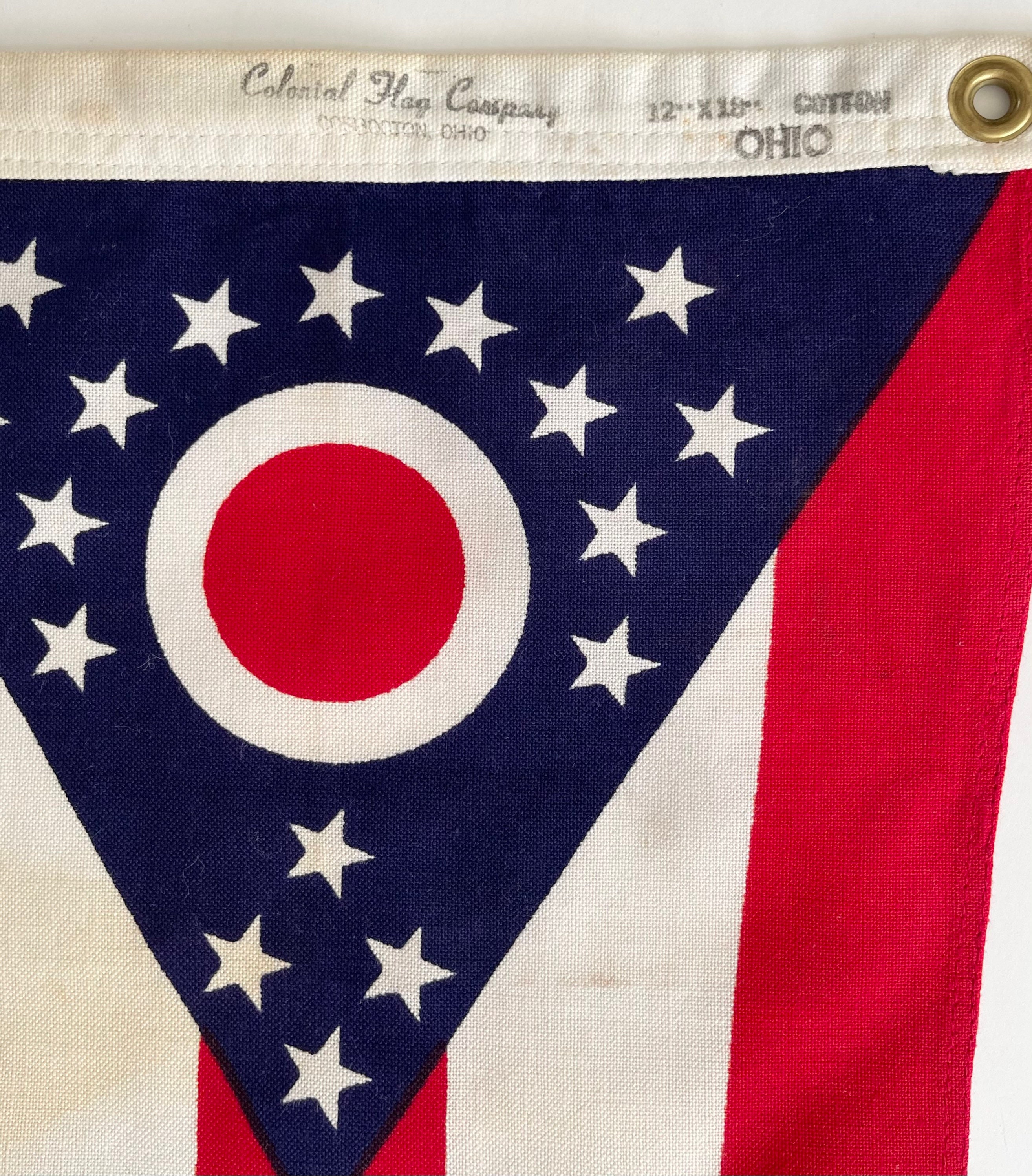 Small Cotton Ohio Flag Burgee Vintage Colonial Flag Co Coshocton OH 12 ...