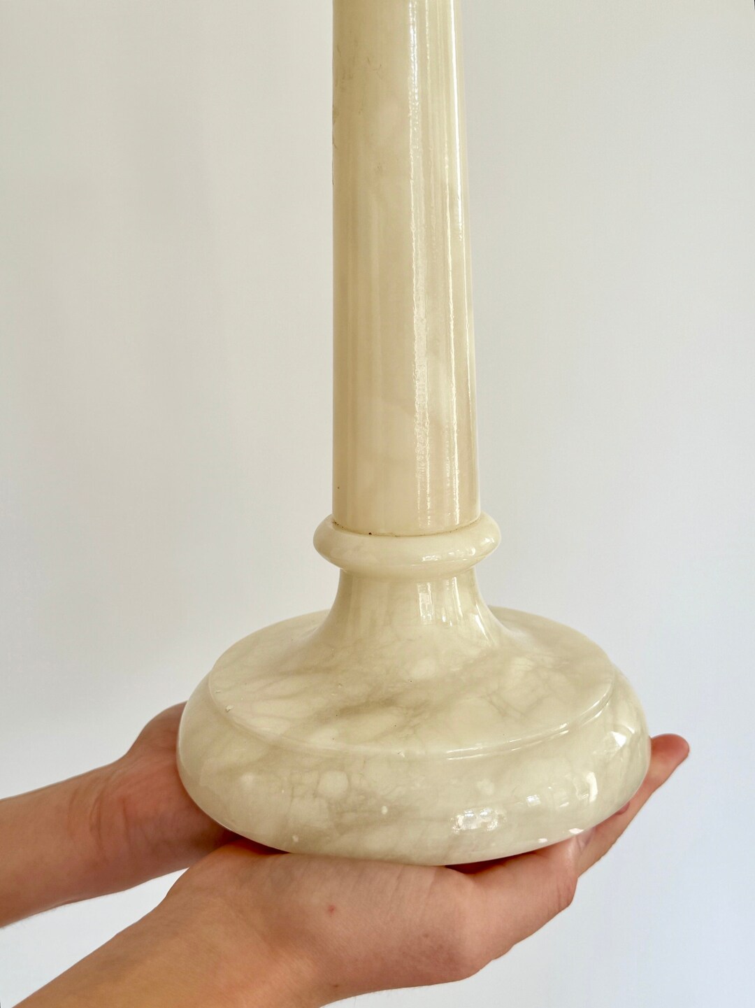 Large White Alabaster Candlestick Candle Holder Heavy Faux White Onyx ...
