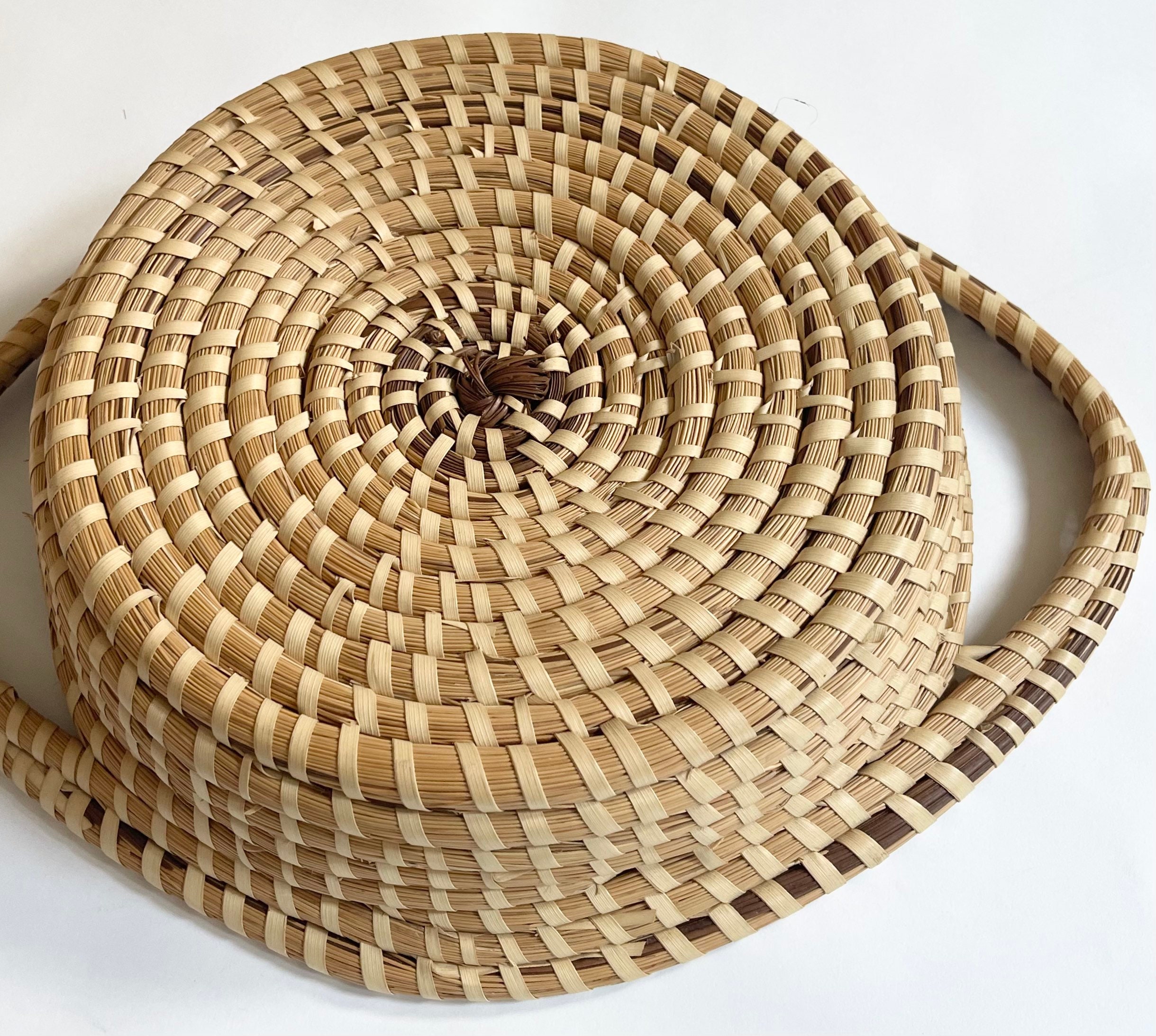 Charleston Sweetgrass Basket Drink Glass Holder Serving Tray Handmade ...