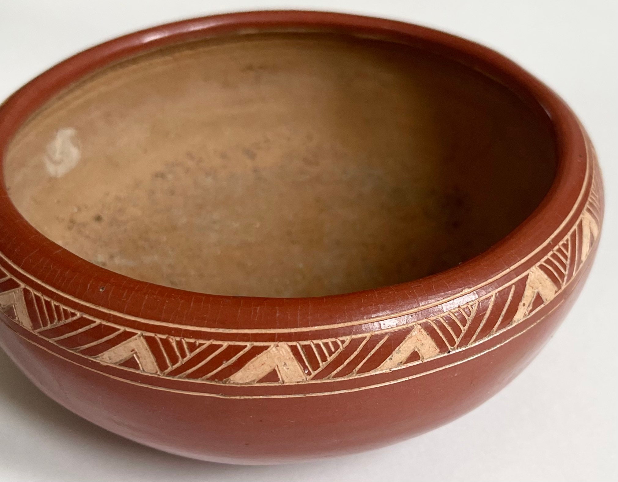 Signed Nicoya Redware Pottery Bowl Pot San Vincente Costa Rica Vintage ...