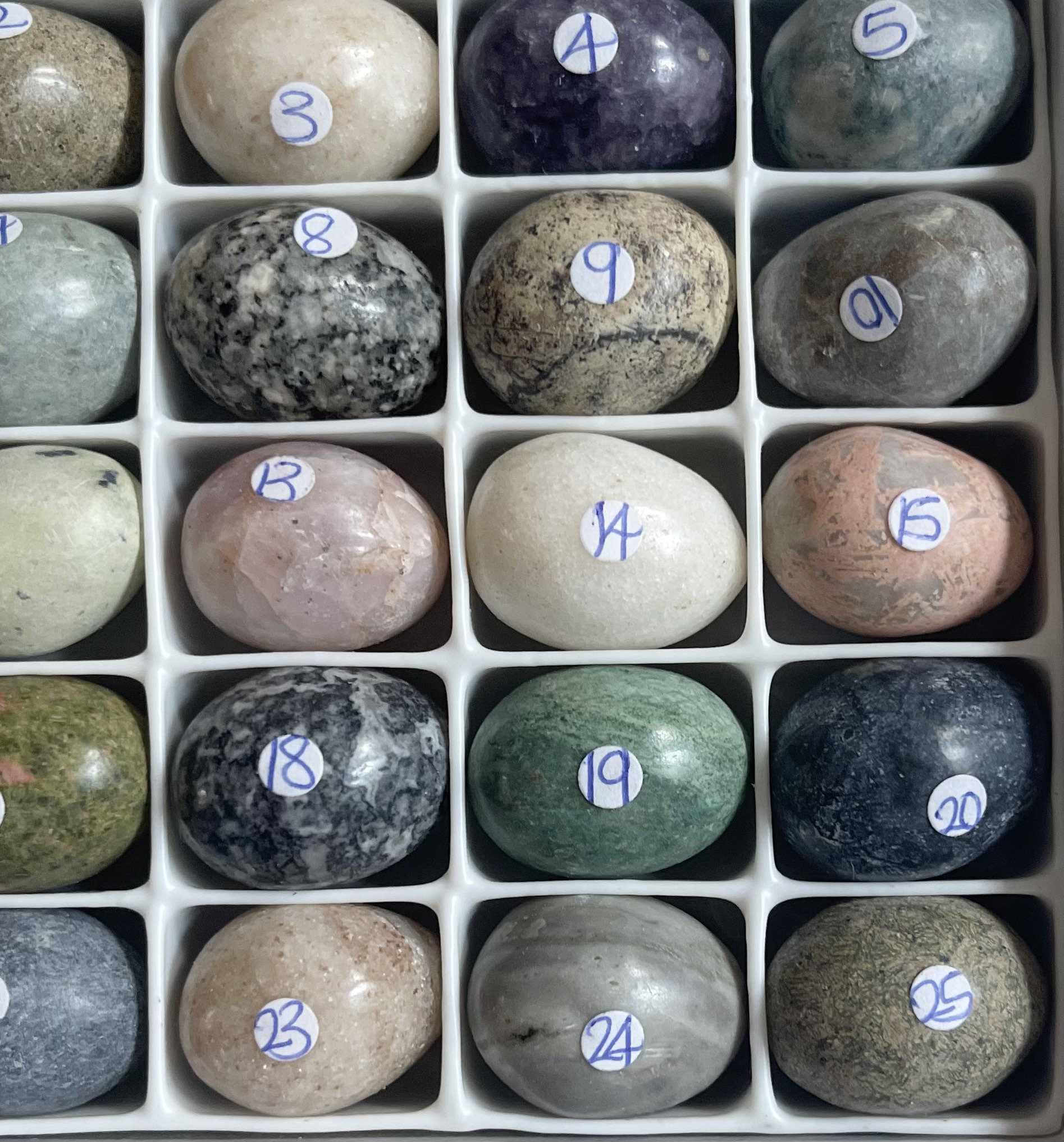 Vintage Rock Crystal Set Collection of Egg Shaped Gems Rocks Minerals ...