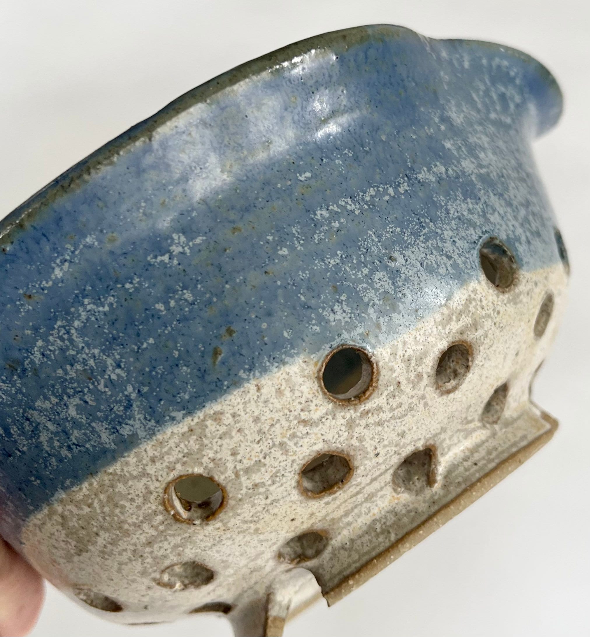 Ceramic Pottery Berry Bowl with Saucer Dish Set Colander Strainer ...