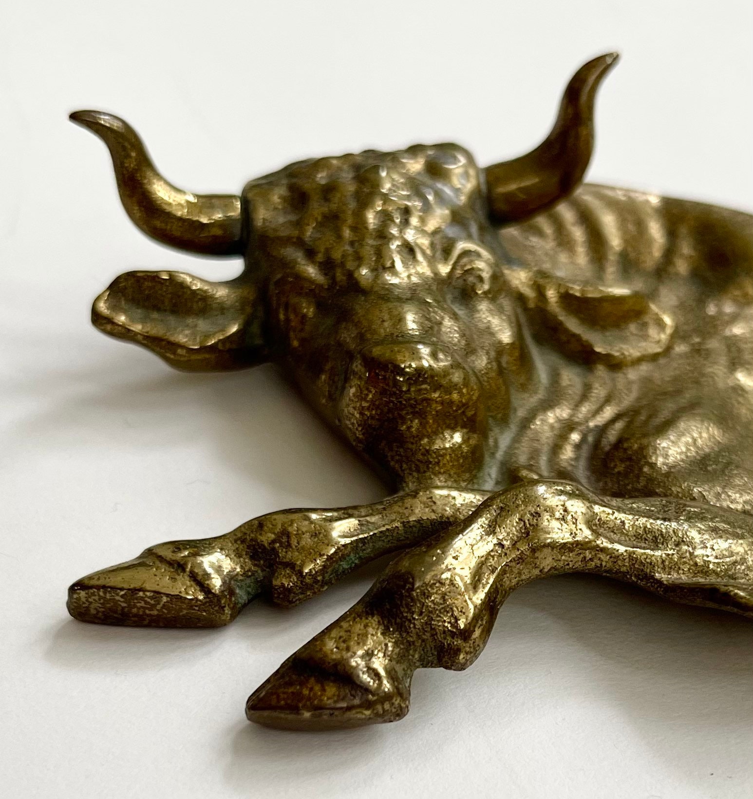 Heavy Brass Bull Ashtray Trinket Dish Catchall Rare Vintage Mid Century ...