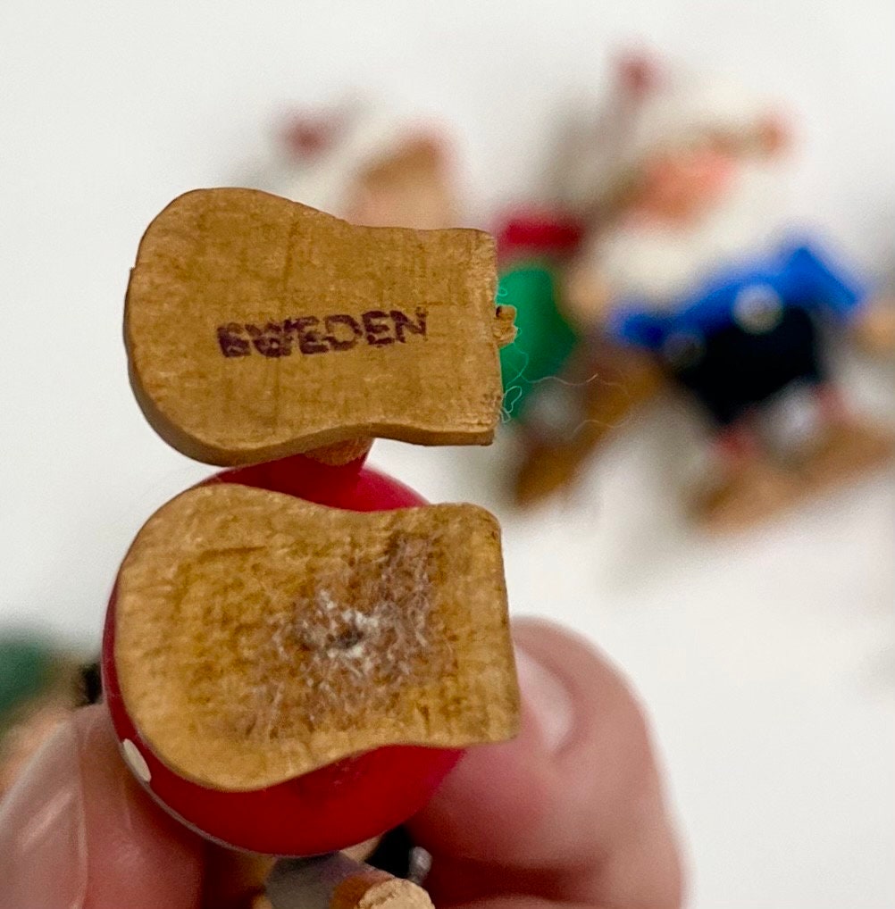 Swedish Wooden Elf Gnome Figurine Lot of 6 Vintage Scandinavian Sweden ...