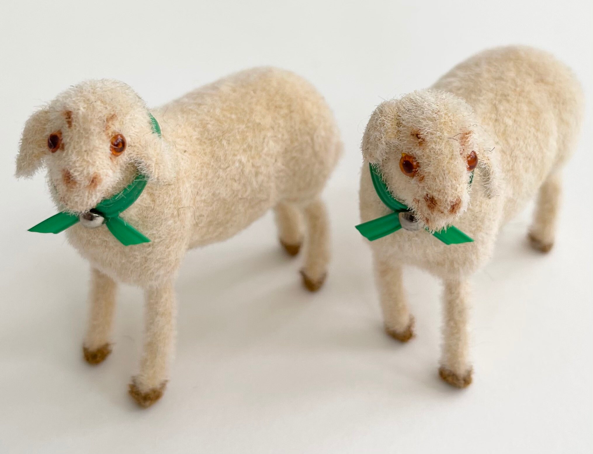 Kunstlerschutz Flocked Sheep Lamb Figurines Set of 2 Vintage ...