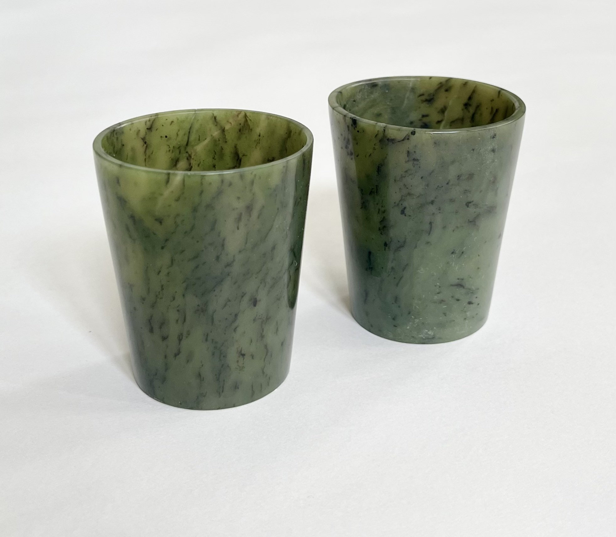 Ceremonial Jade Tea Cup Set Lot of 2 Teacups Chinese Tea Ceremony Solid ...