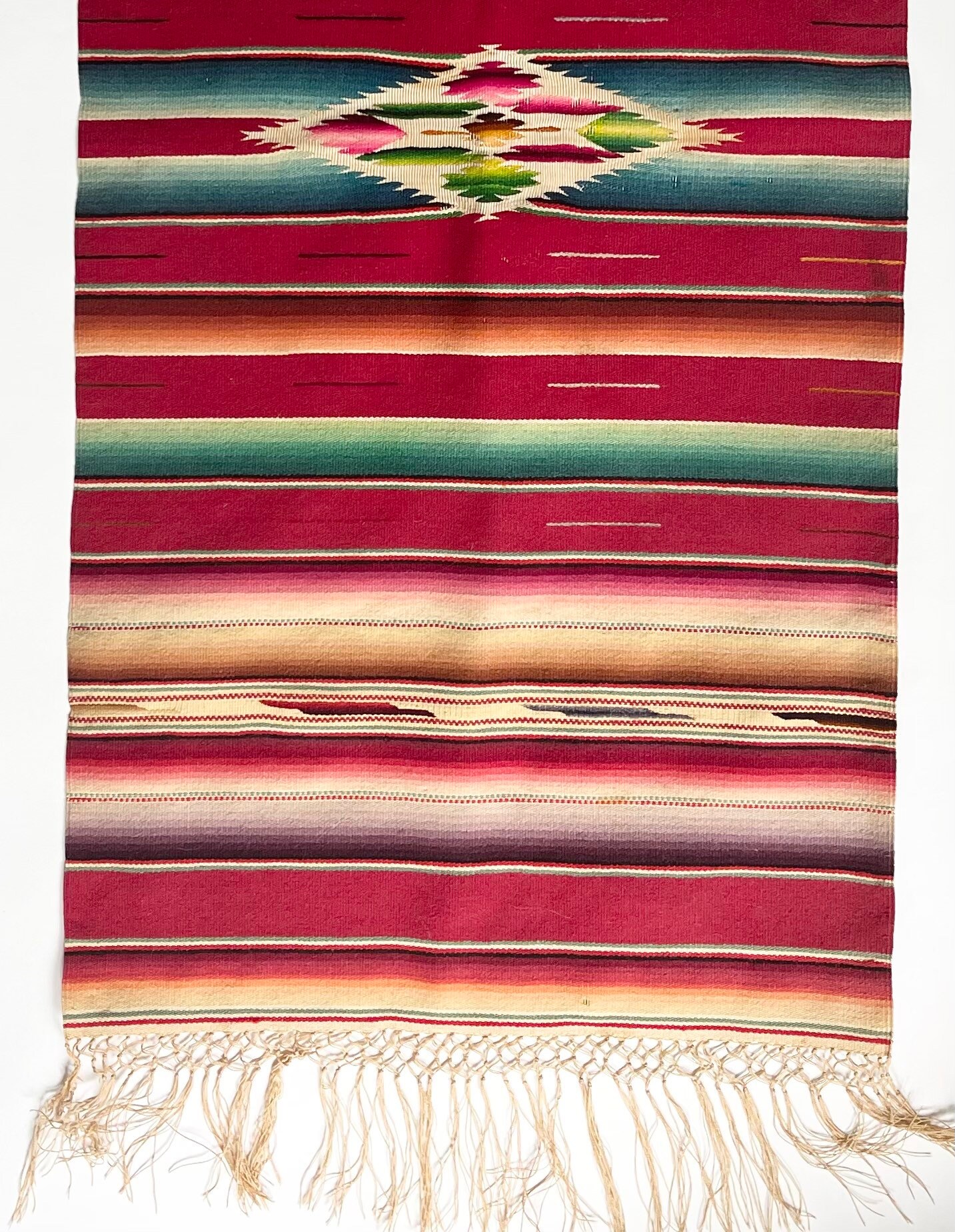 Antique 30s 40s Serape Mexican Throw Blanket Runner Mat Handwoven ...