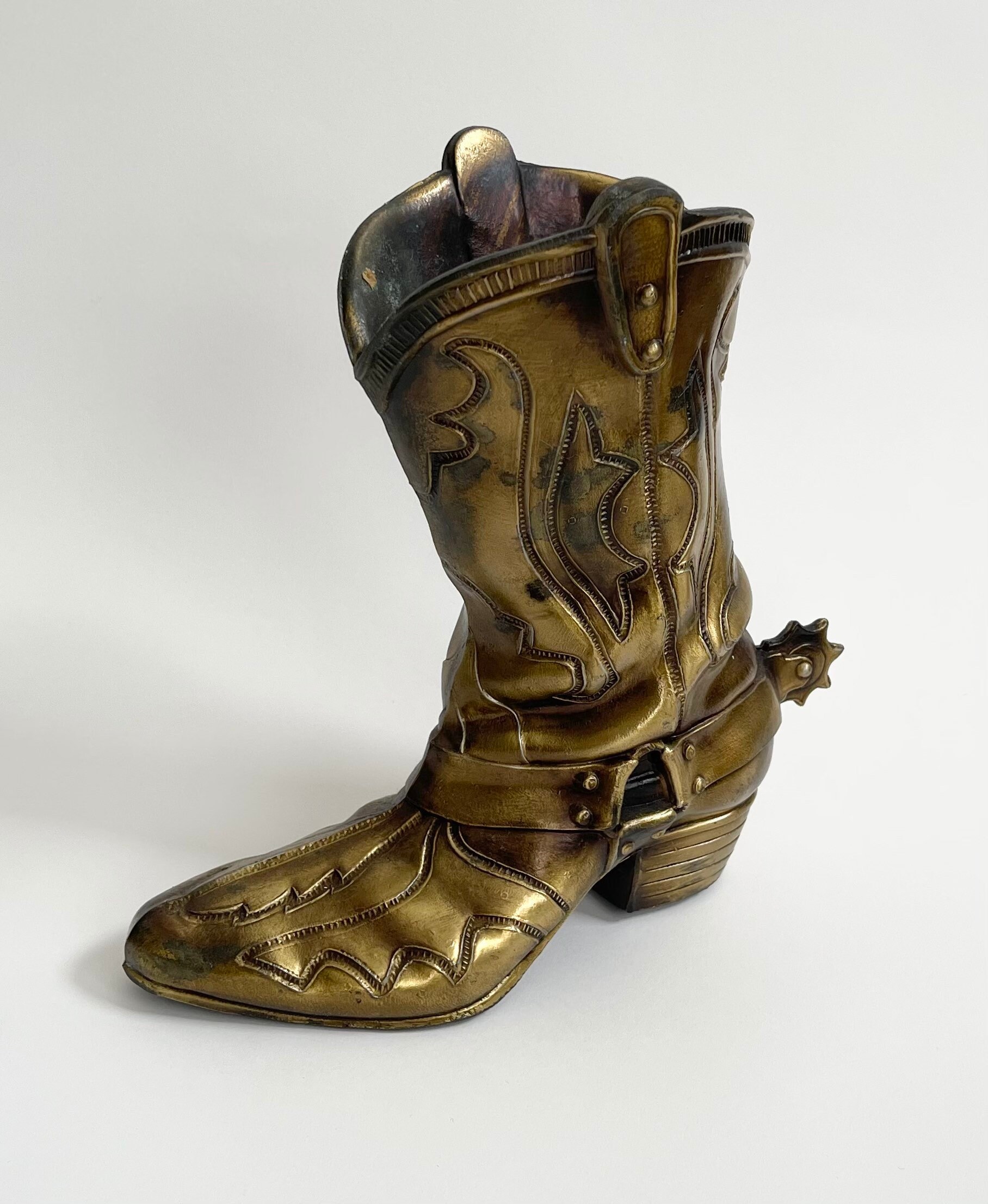 Brass Cowboy Boot Vase Planter Vintage Artbrass Giftmakers Western Boot ...