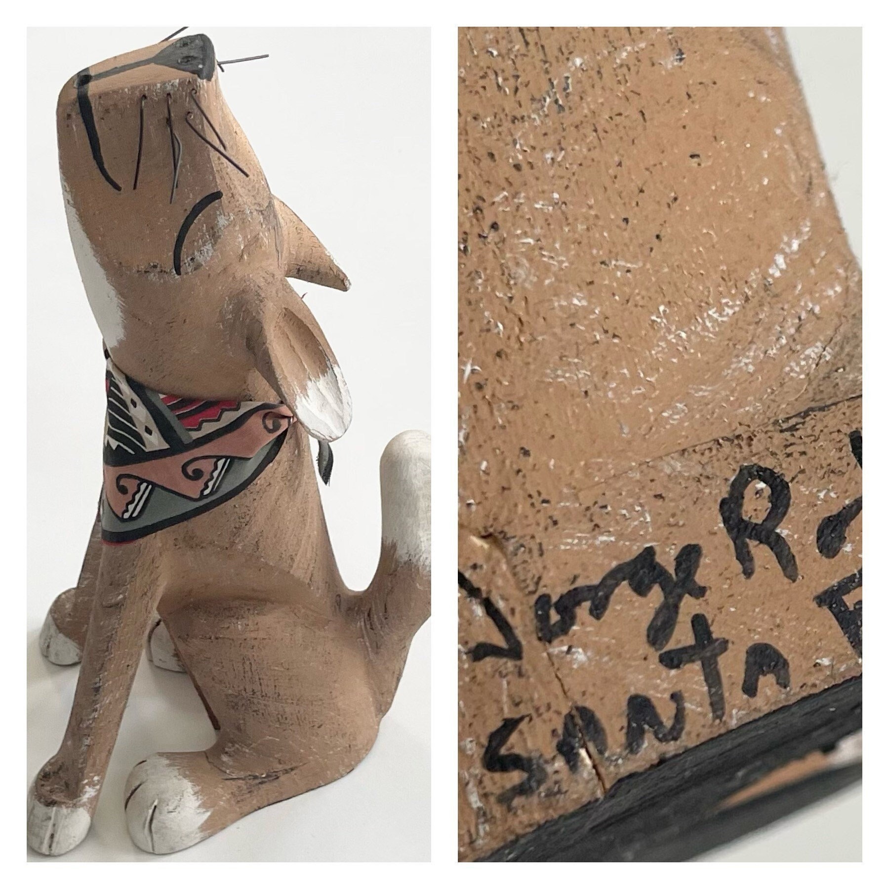 Jorge Rodriguez Coyote Carving Vintage Signed Santa Fe New Mexico Folk ...