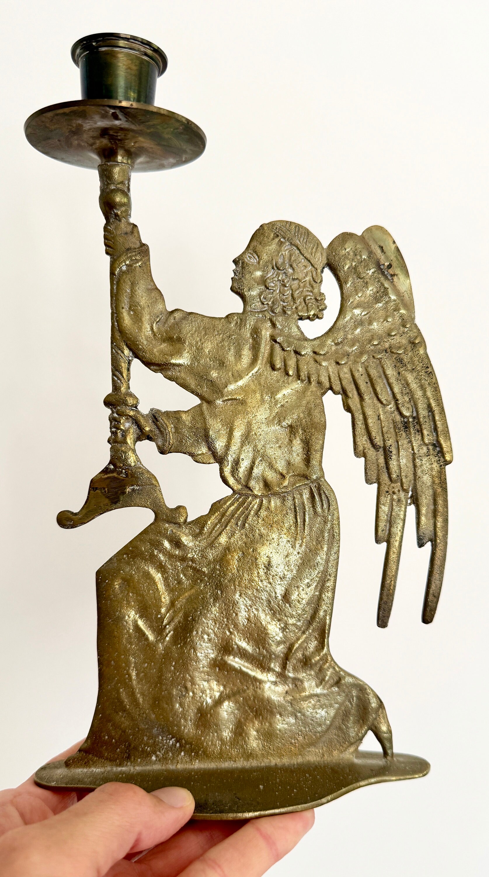 Brass Angel Candlestick Candle Holder Mid Century Vintage Solid Brass ...