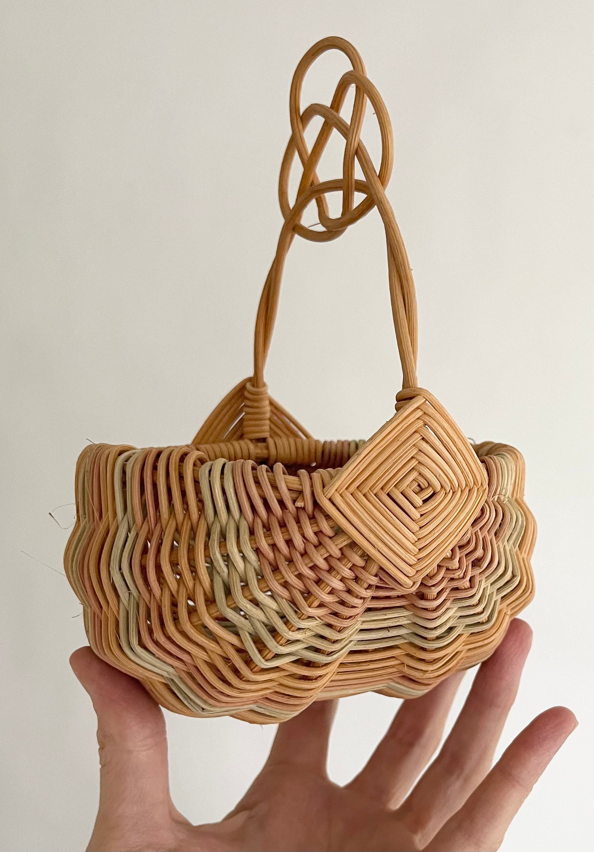 XS Pastel Basket Easter Basket Handmade Faded Pink Green Beige ...