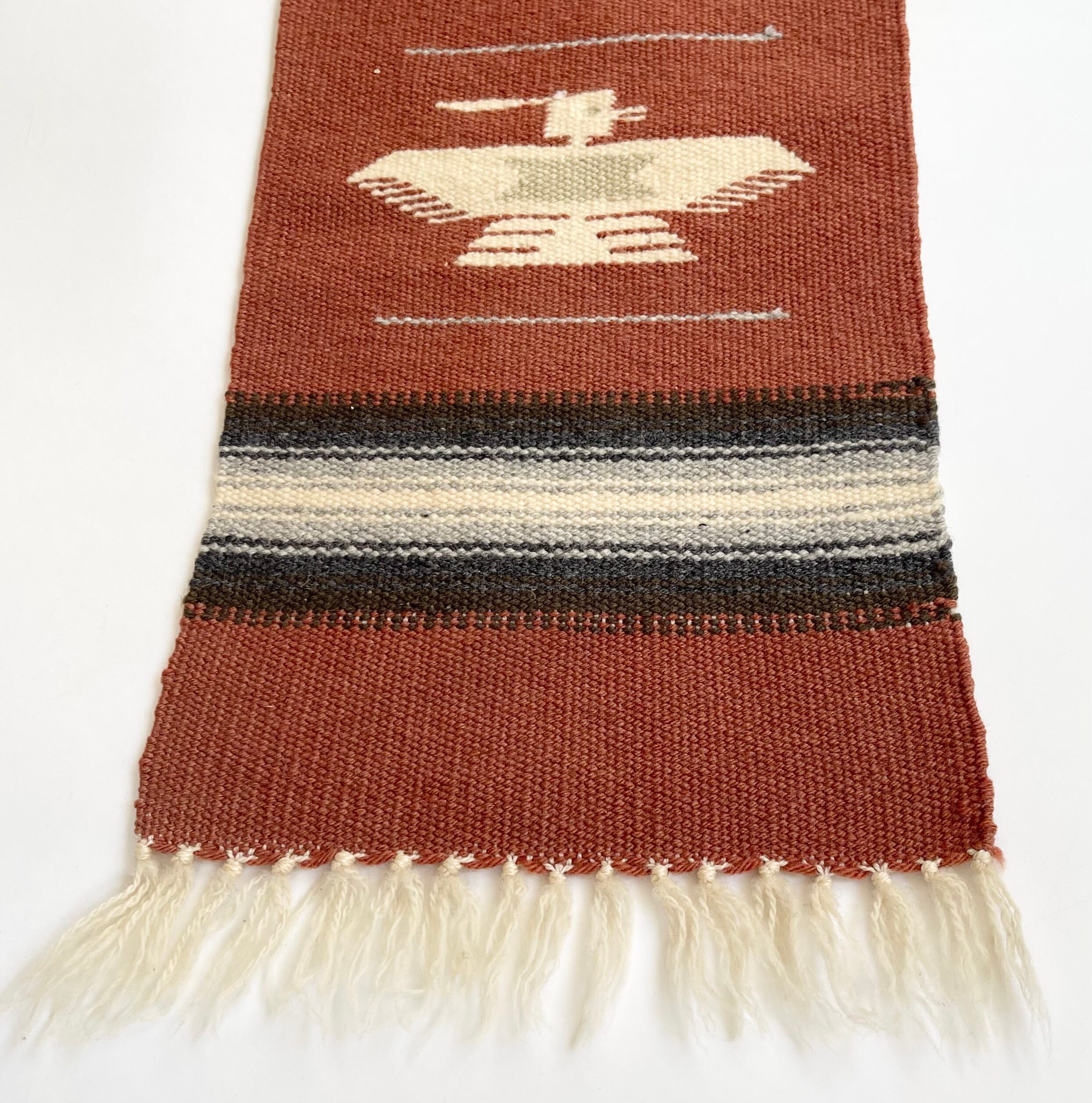 Old Chimayo Thunderbird Weaving Tabletop Mat Textile Vintage New Mexico ...