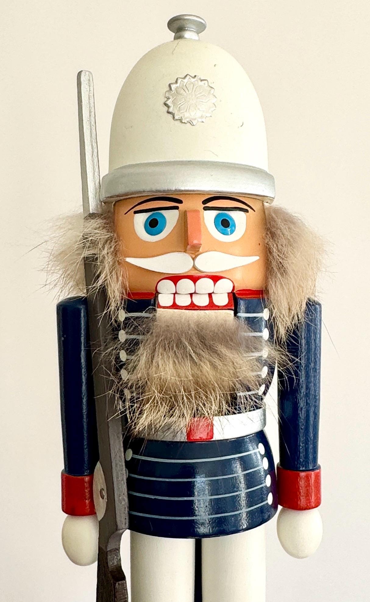 Vintage Erzgebirge Germany Nutcracker 11 Wooden Blue Soldier Natural ...