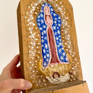 Guadalupe Folk Art Carving Retablo Wall Hanging Religious Santo Hand ...