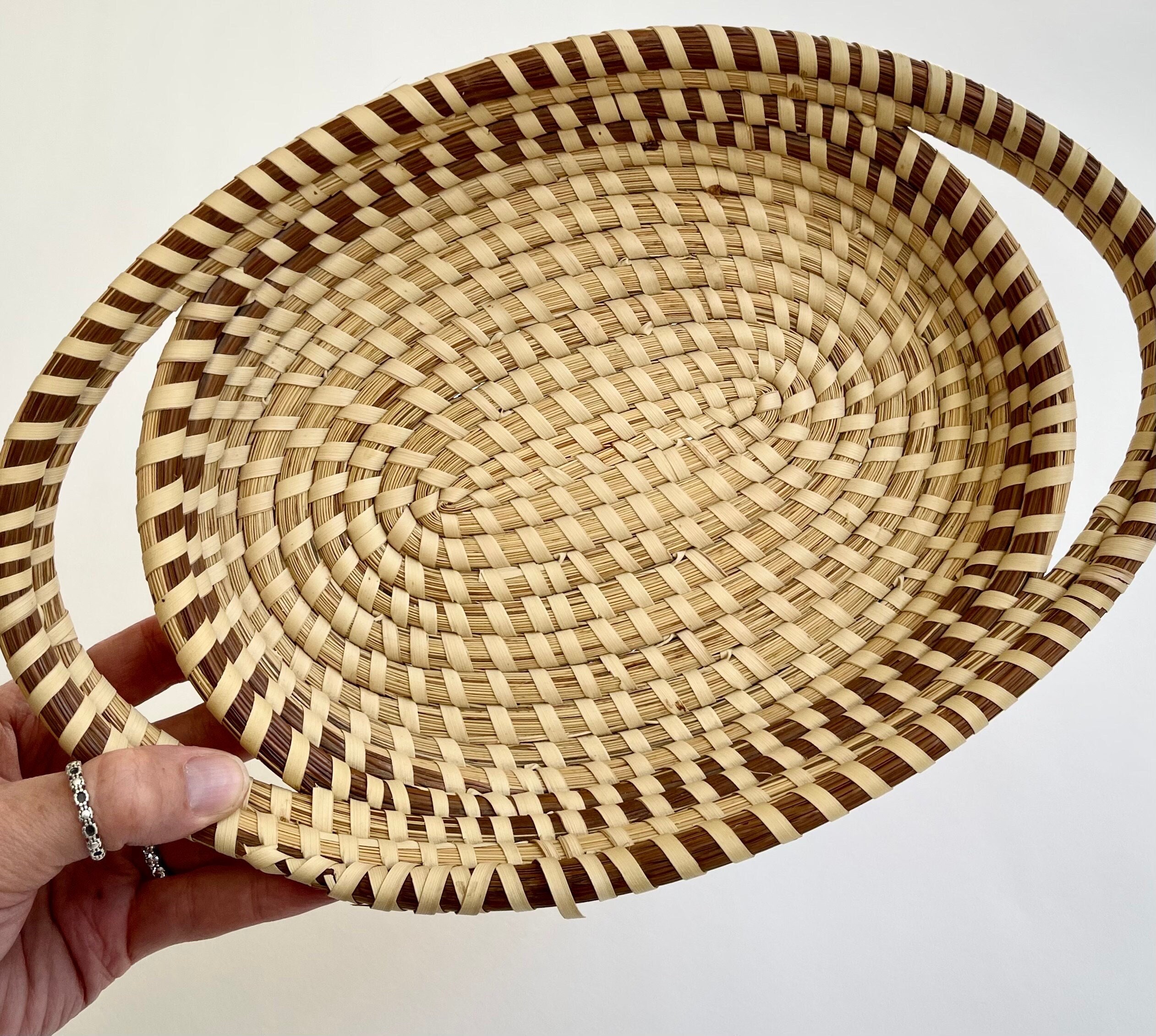 Oval Charleston Sweetgrass Basket Handmade Vintage Handwoven American ...