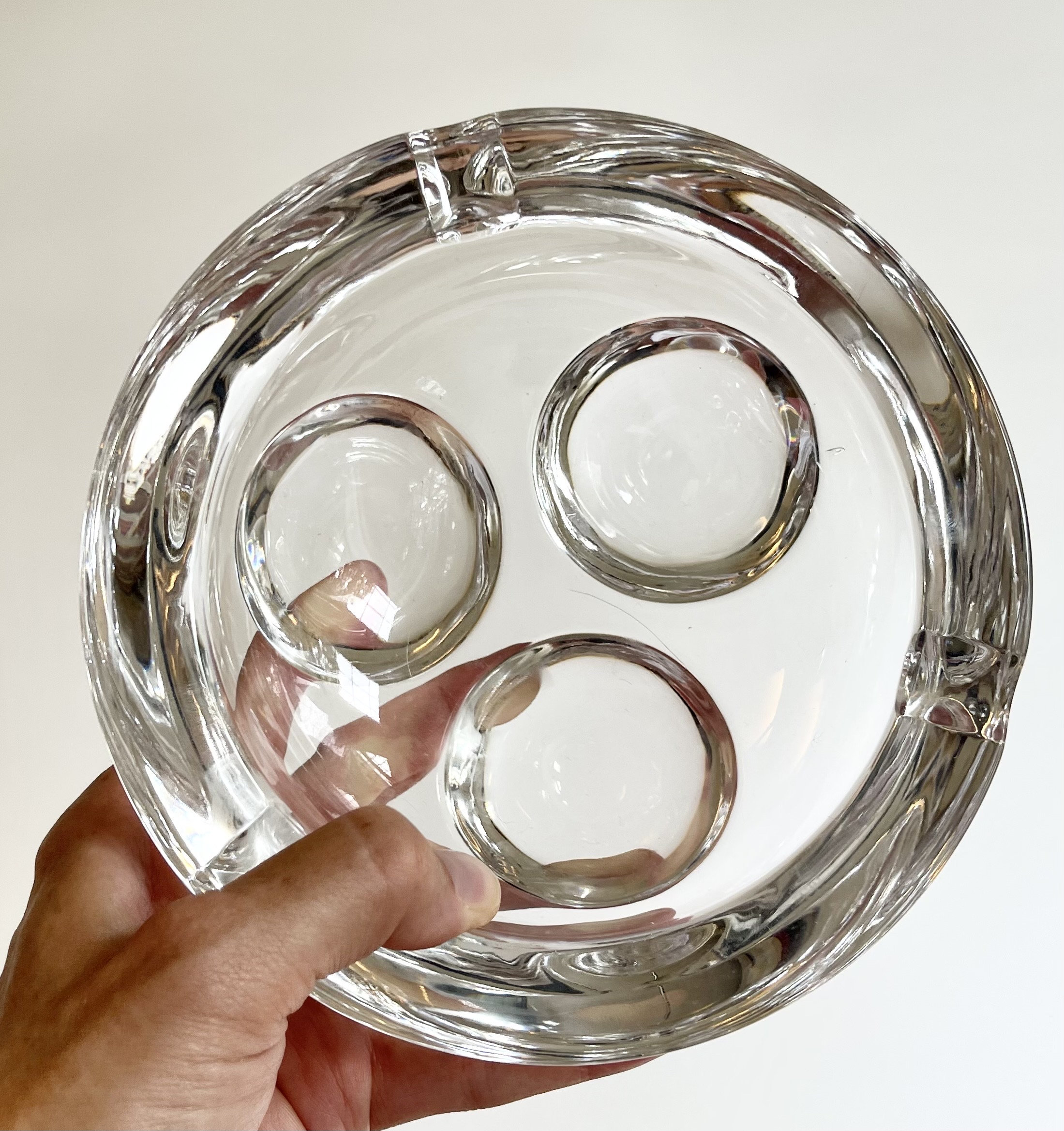 Very Thick Glass Ashtray Mid Century MCM Heavy Clear Glass Bubble ...