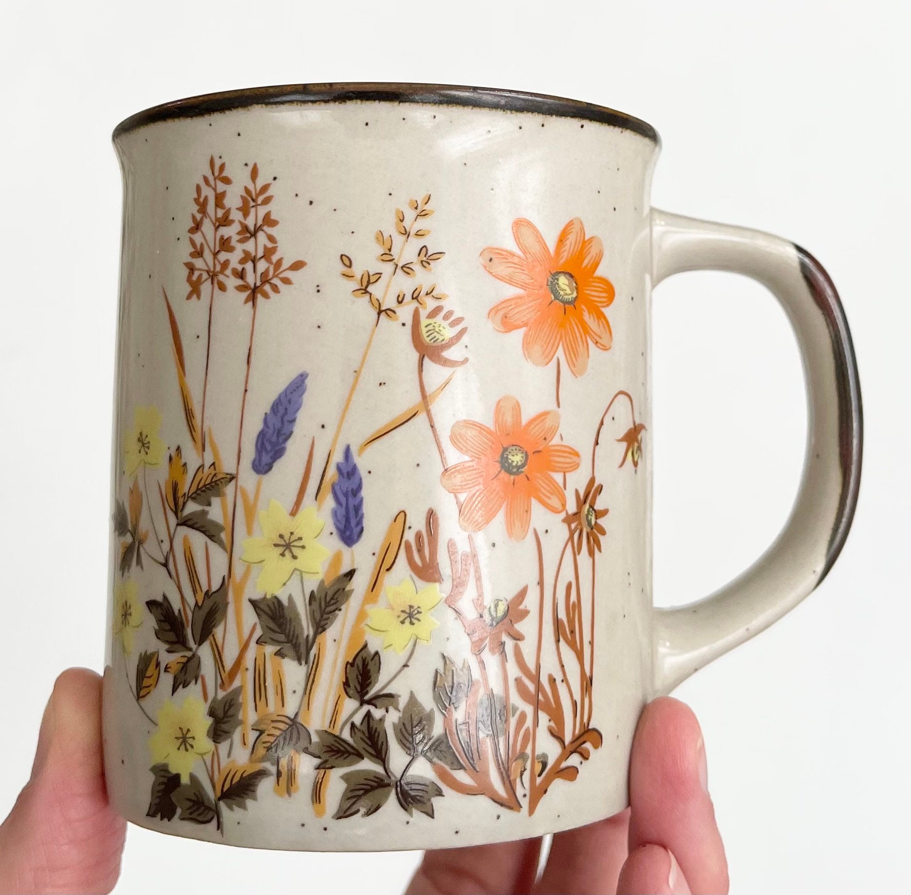 Mid Century Speckled Mugs Coffee Cups Set of 5 Vintage 60s 70s Ceramic ...
