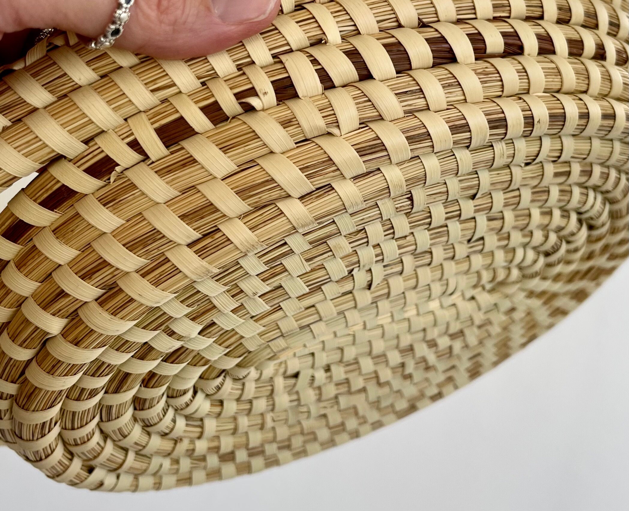 Oval Charleston Sweetgrass Basket Handmade Vintage Handwoven American ...