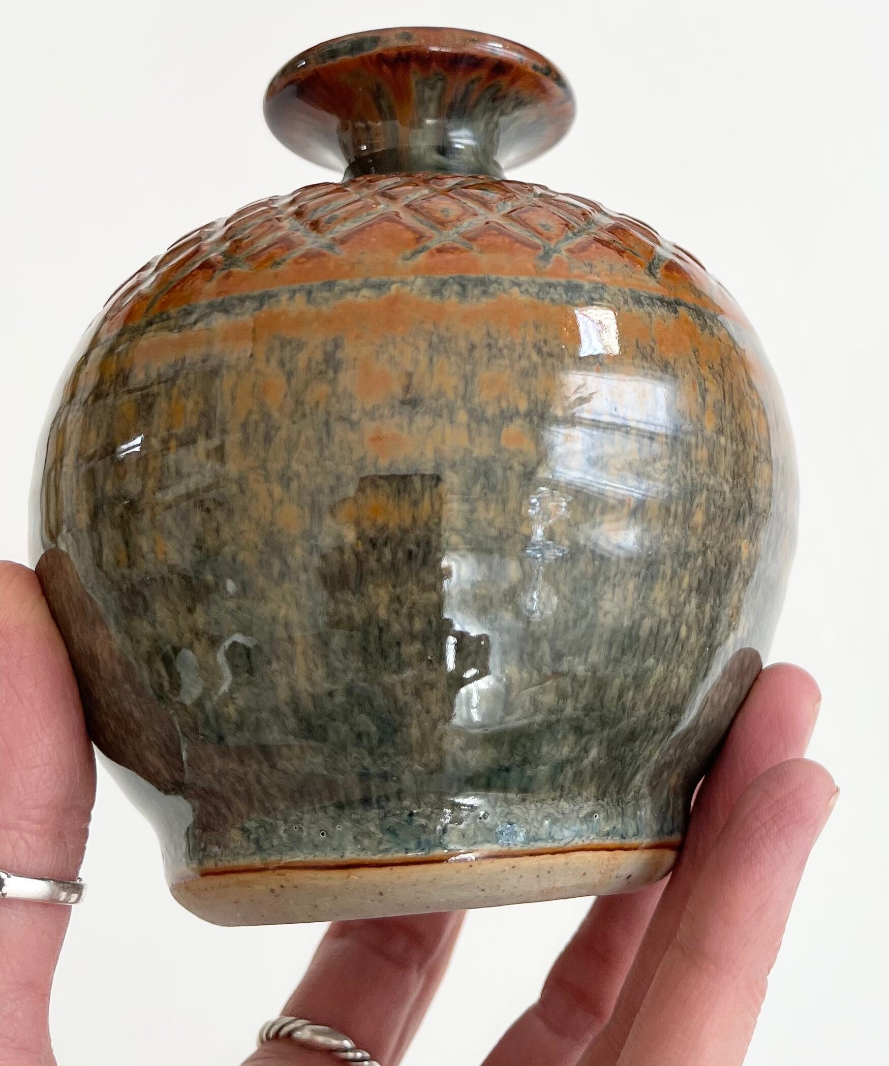 Nafziger Pottery Bud Vase Pot Vintage Handmade Studio Ceramic Bulbous ...