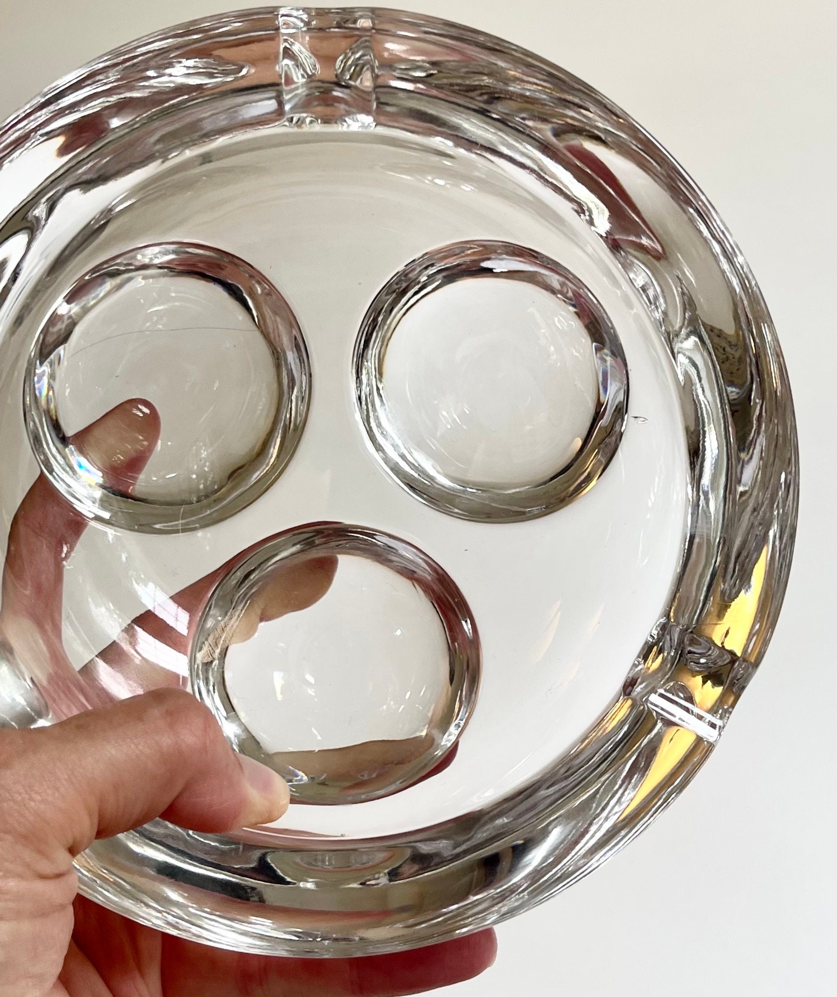 Very Thick Glass Ashtray Mid Century MCM Heavy Clear Glass Bubble ...