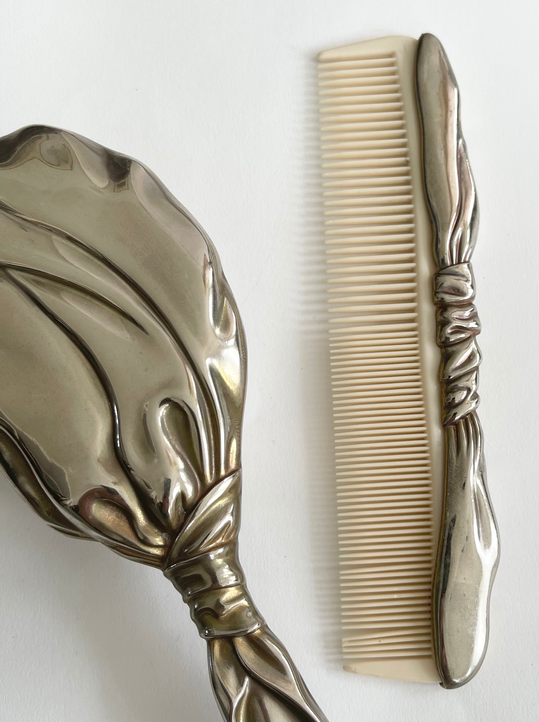 Vintage Brush Comb Set Vanity Set Silver Plate Boudoir