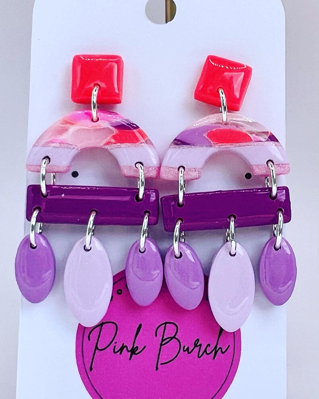 Barbie Collection Pink and Purple Neon Marble Sparkle Handmade Polymer ...